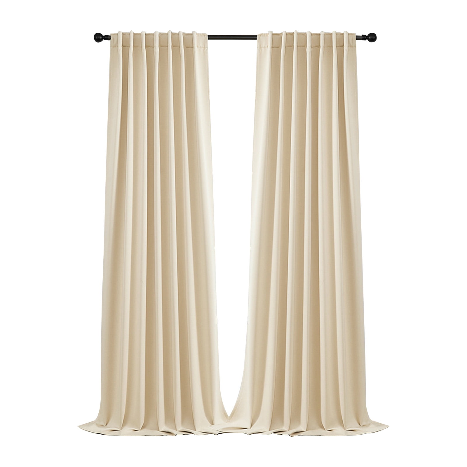 Lilgiuy Beige Curtains 51 inches Length 2 Panels, Light Filtering ...