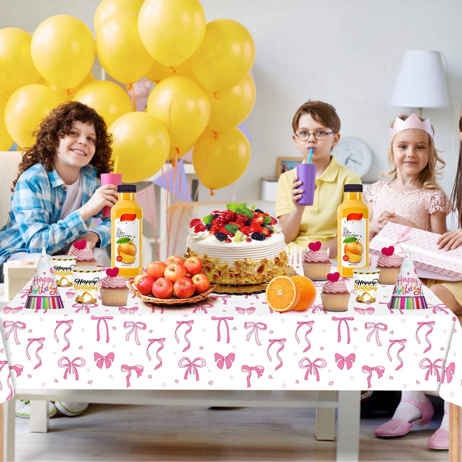 Lilgiuy Birthday Decorations Tablecloths, White Cute Disposable ...