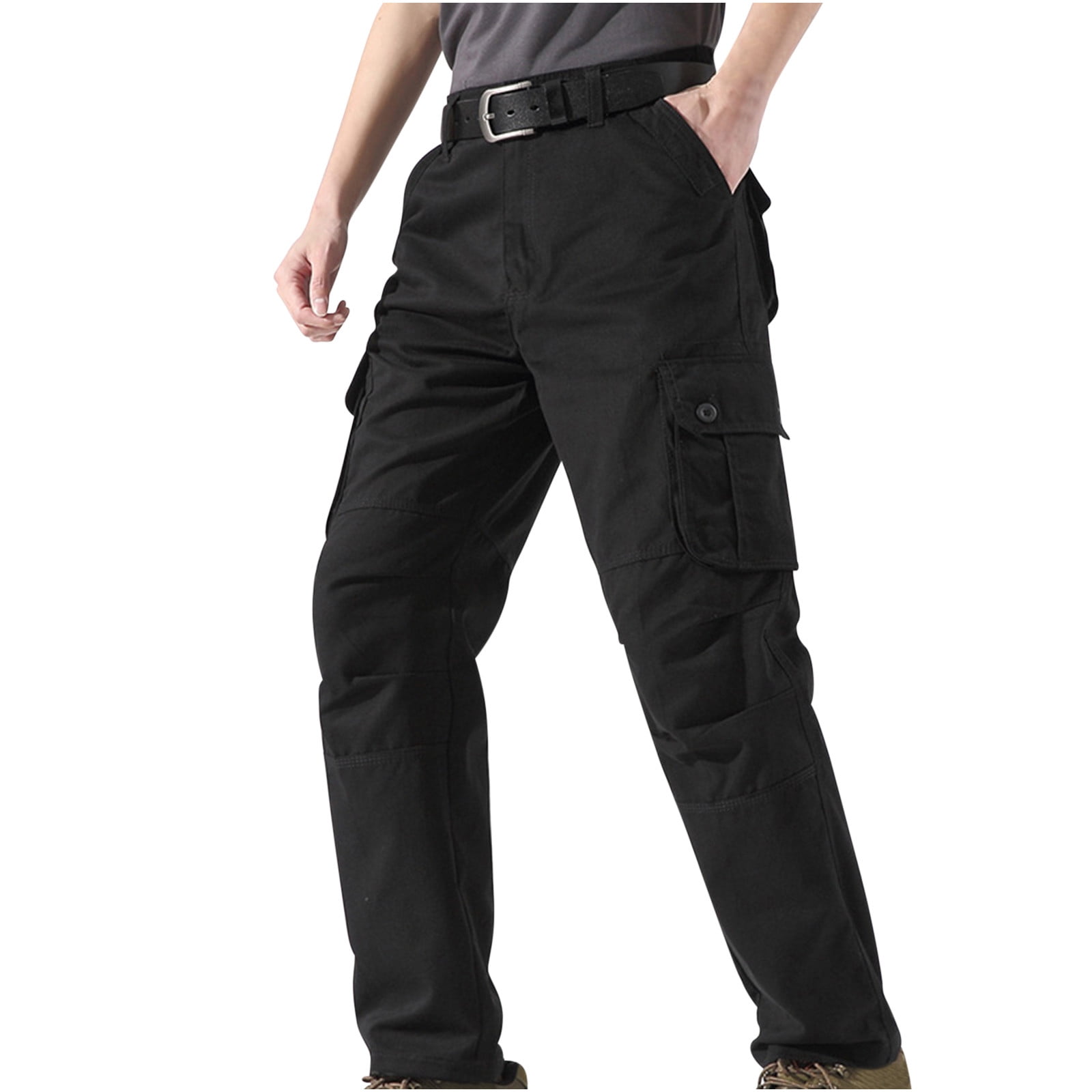 Lilgiuy Cargo Pants for Men Casual Solid Color Elastic Waist Stretch ...