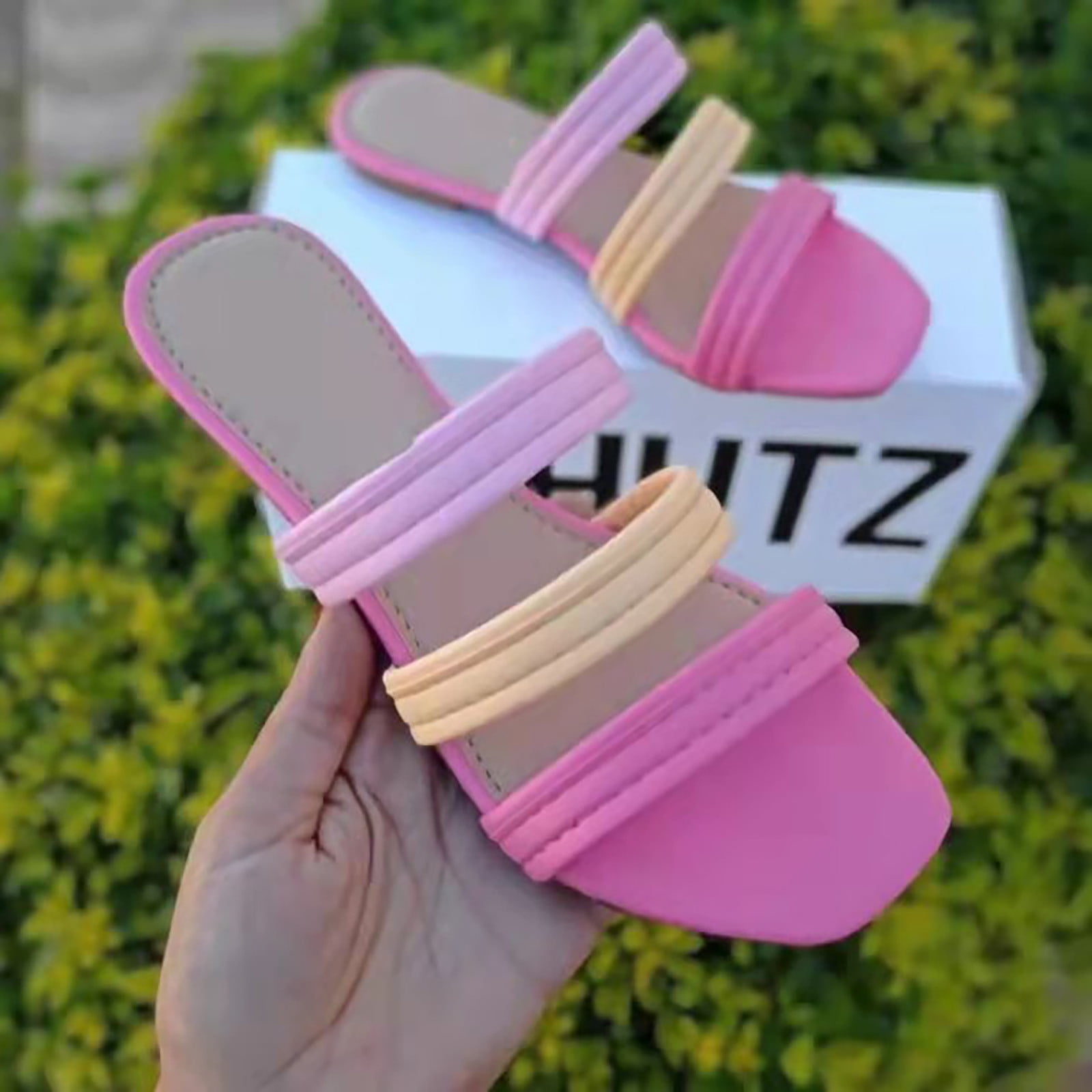 Lilgiuy Casual Candy Colorblock Flat Slippers，Pink，9 Dresses for 2022 ...
