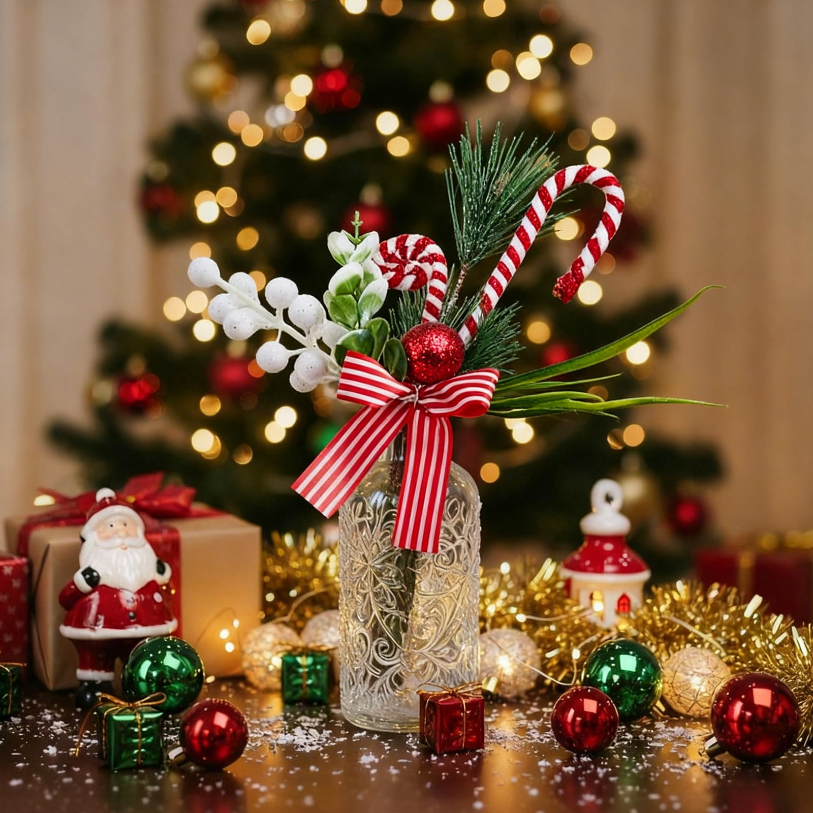 Lilgiuy Christmas Floral Picks and Sprays, Artificial Christmas Flowers ...