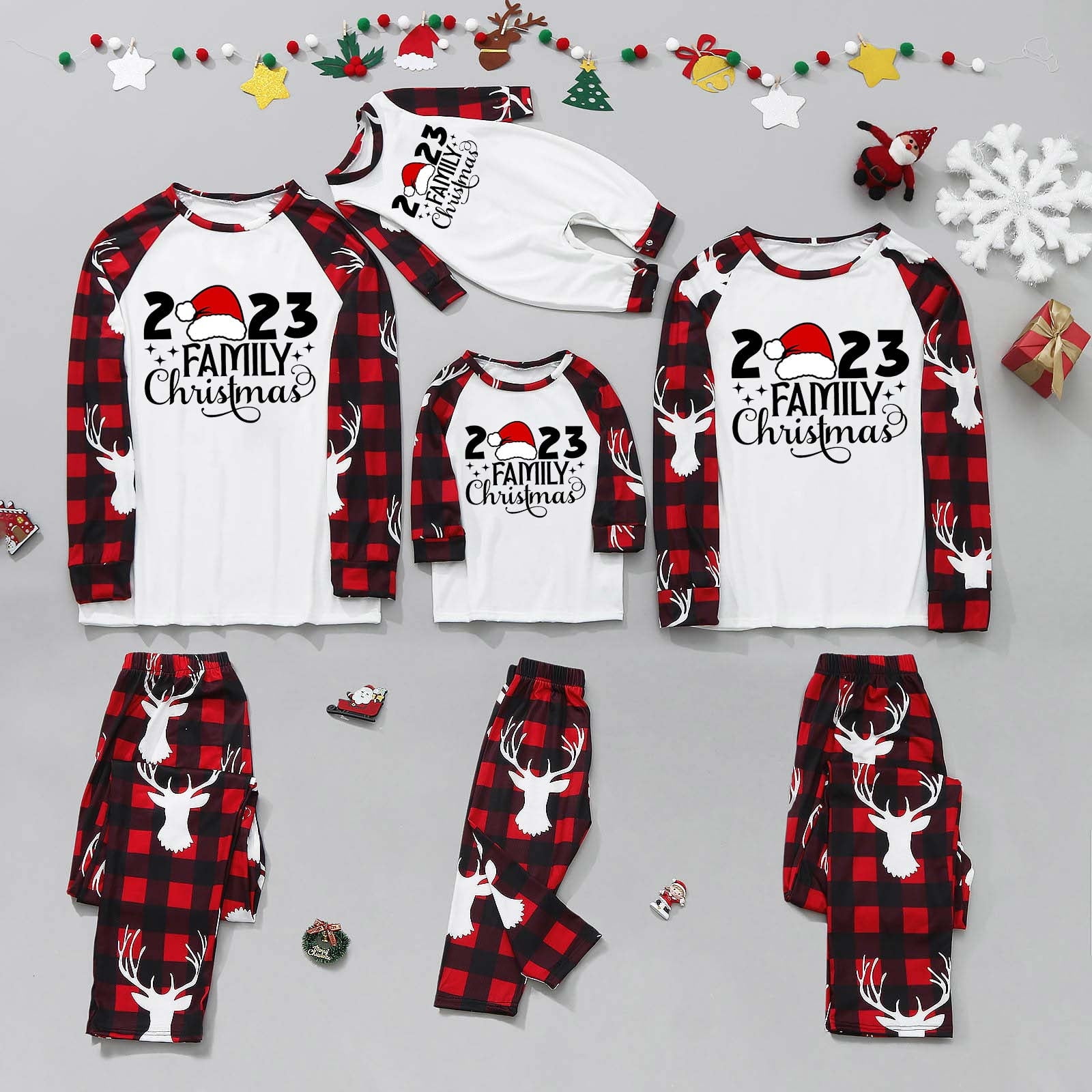 Lilgiuy Christmas Pajamas for Family Couples-2023 Xmas Holiday Matching ...