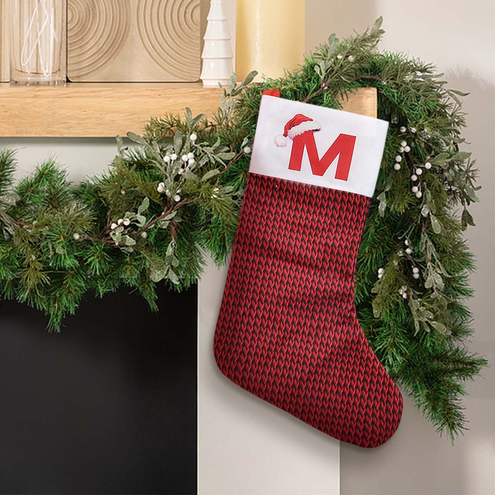 Lilgiuy Christmas Stockings Personalized Custom Initials 18 Inches ...