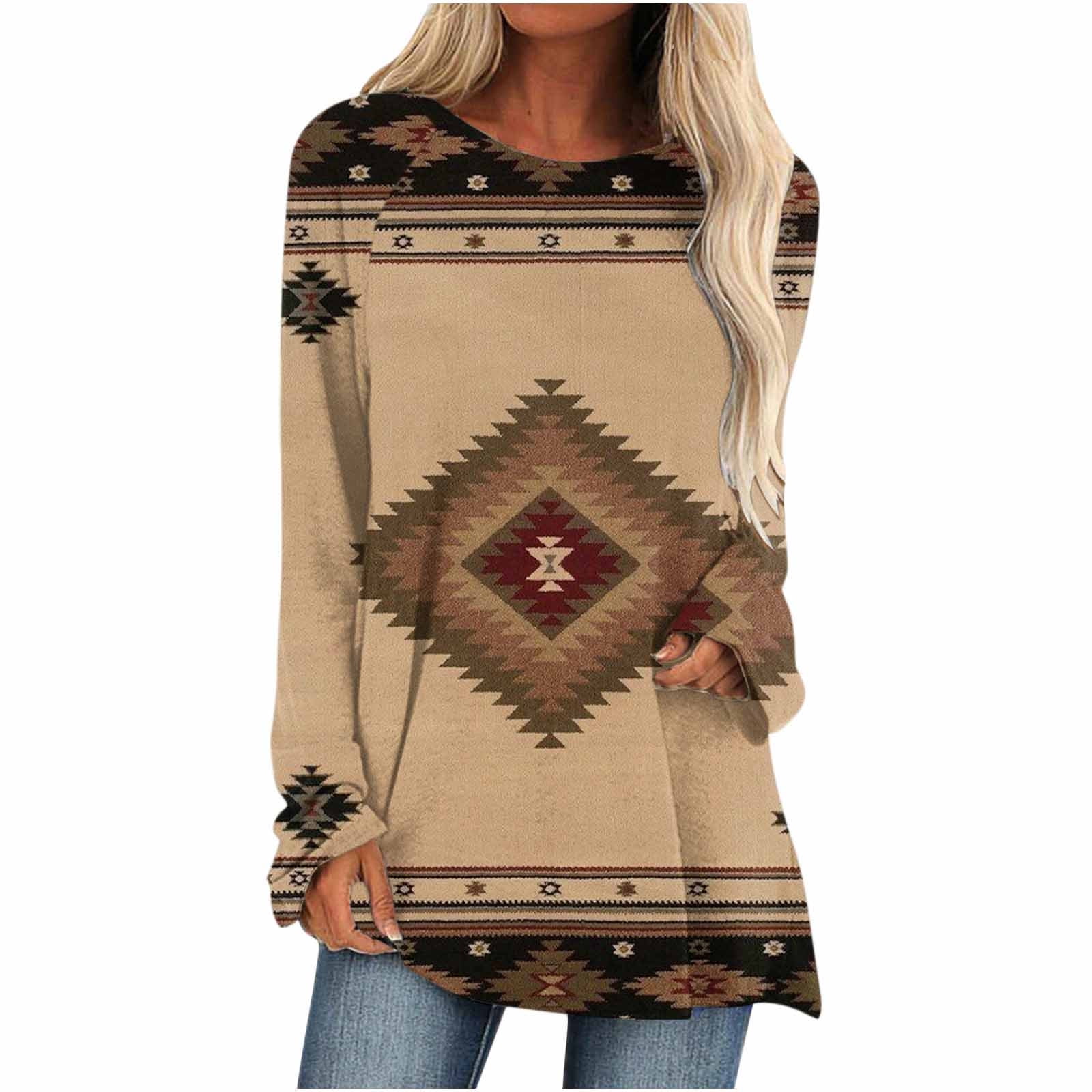 Lilgiuy Clearance under 5$ Western Aztec Ethnic Tunics for Women ...