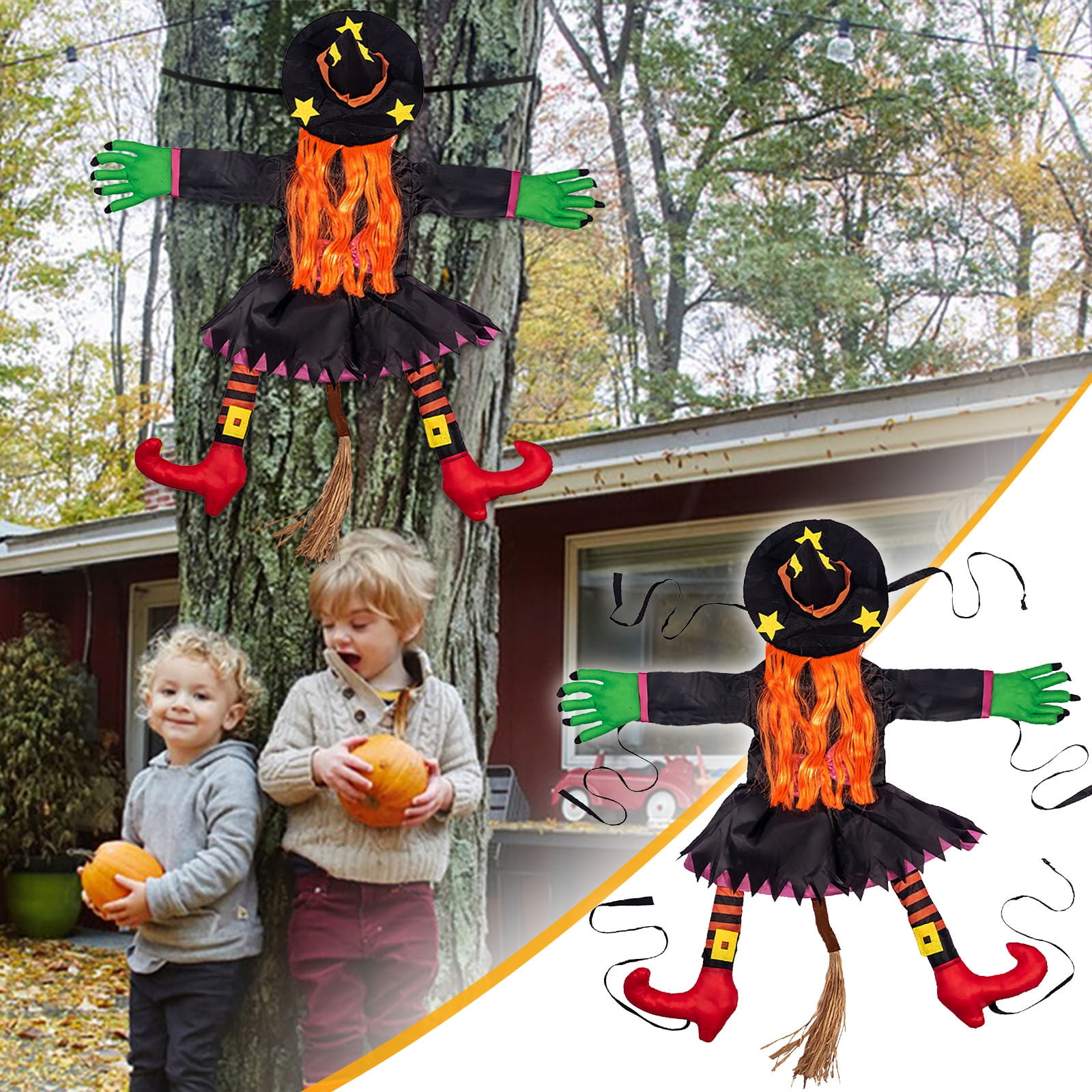 Lilgiuy Crashing Witch into Tree Halloween Decorations Outdoor ...