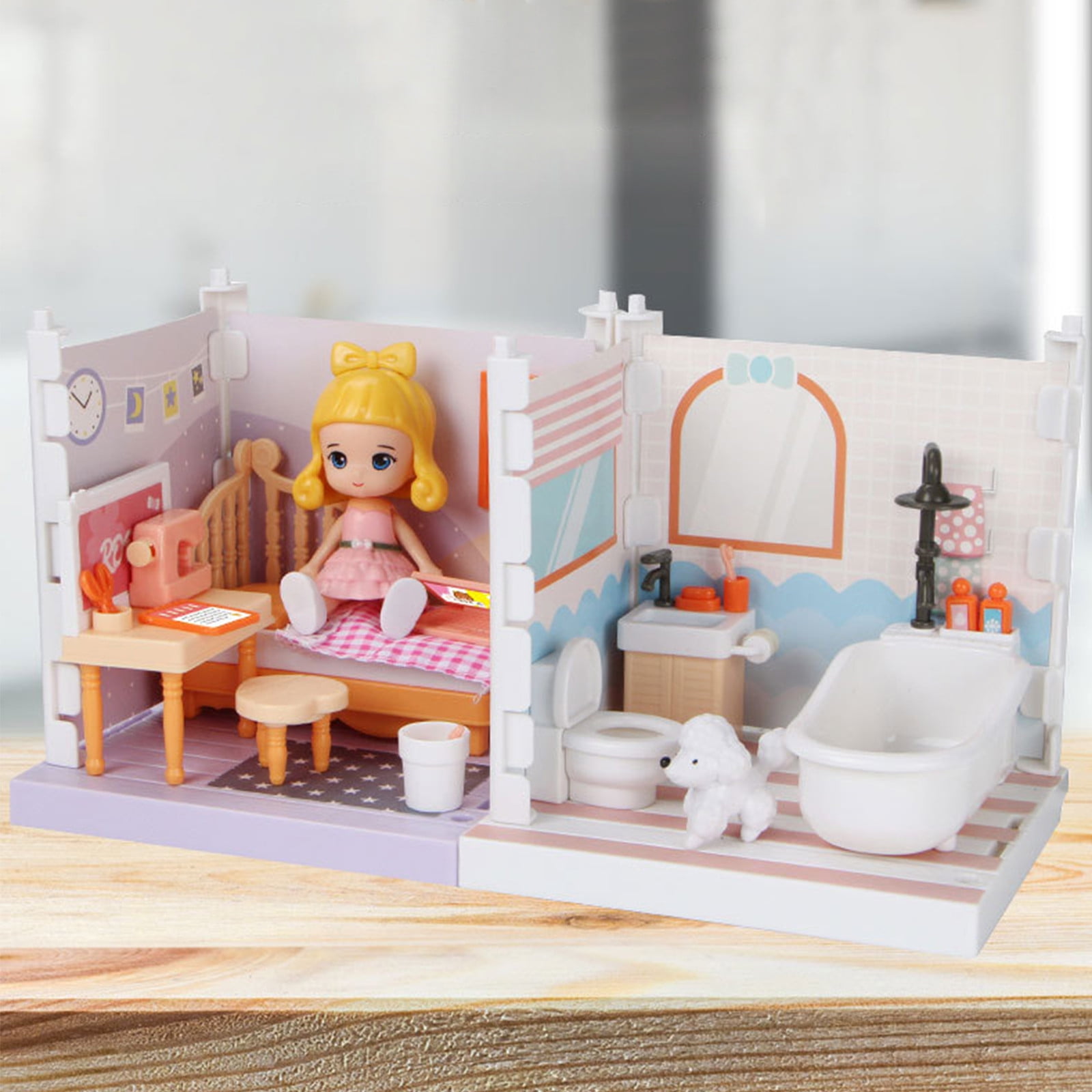 Lilgiuy Dollhouse Miniature with Furniture Kit, DIY 3D Plastic DIY ...