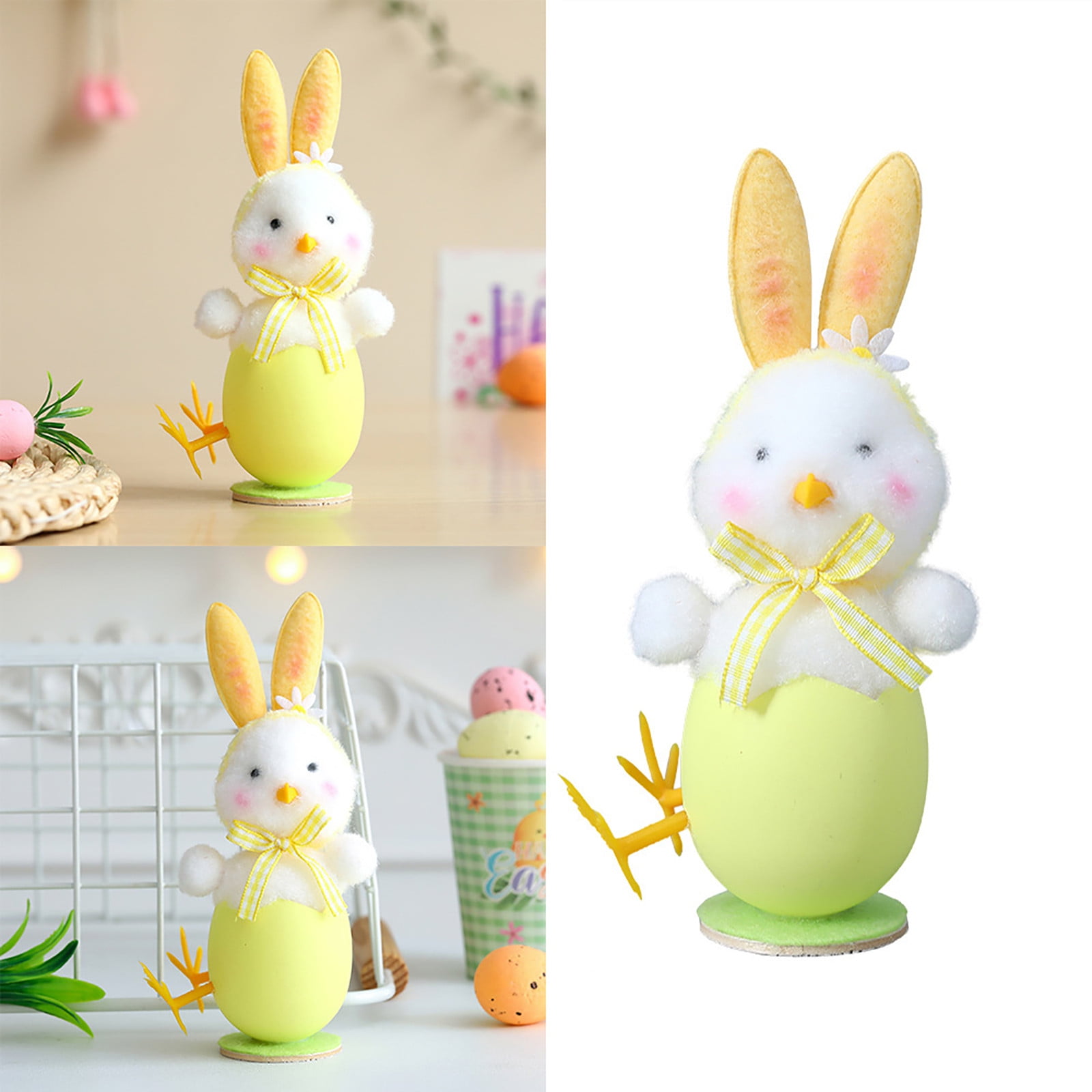 Lilgiuy Easter Bunny Egg Figurines Cute Plush Easter Bunny Chick in ...