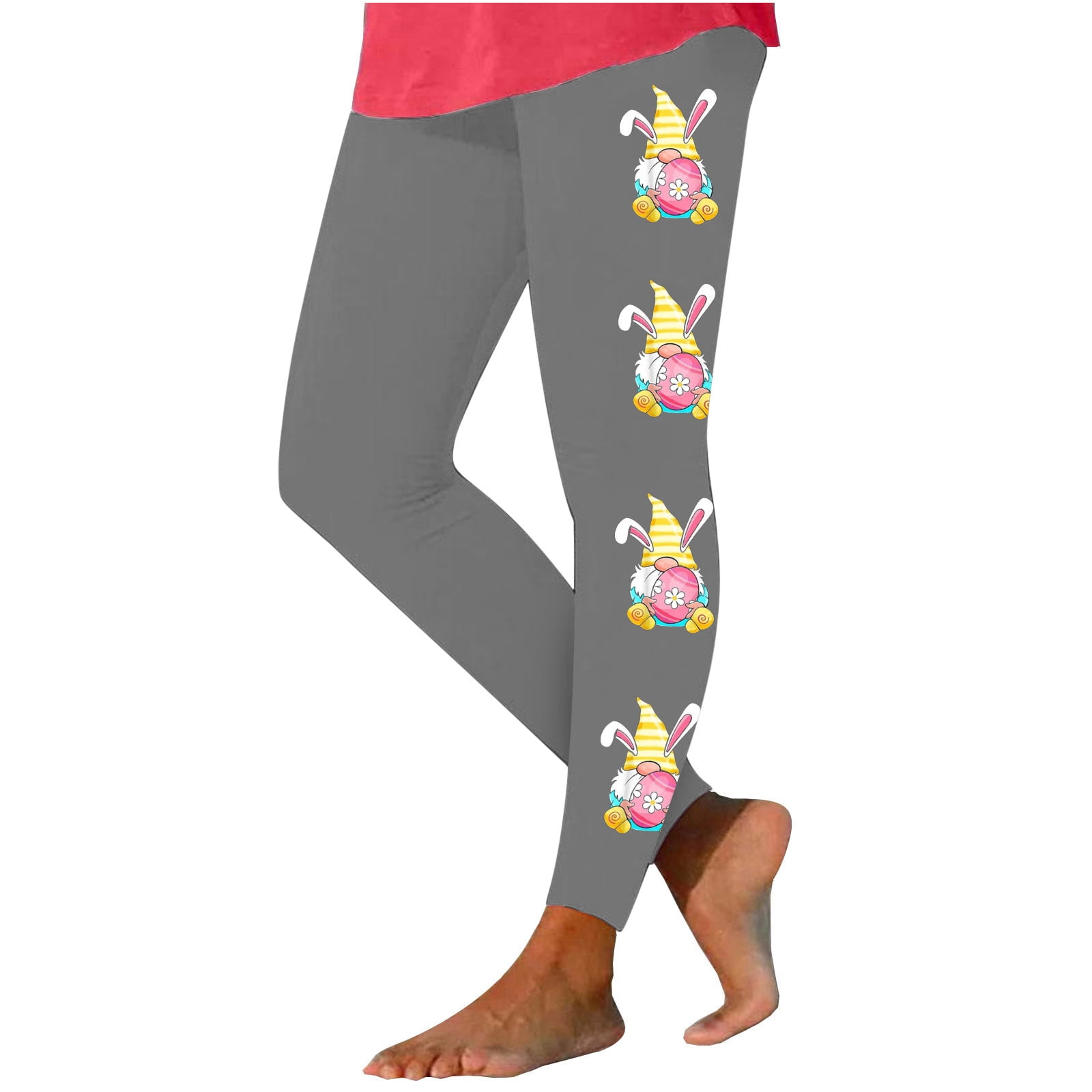 Lilgiuy Easter Leggings for Women Cute Gnome Eggs Print High Waist ...