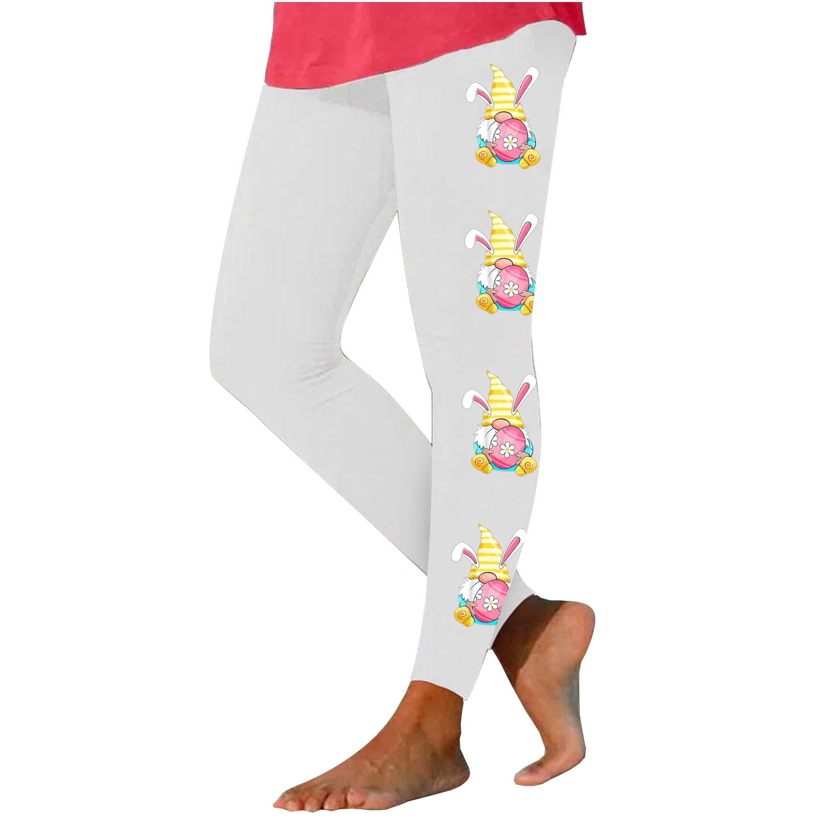 Lilgiuy Easter Leggings for Women Cute Gnome Eggs Print High Waist ...