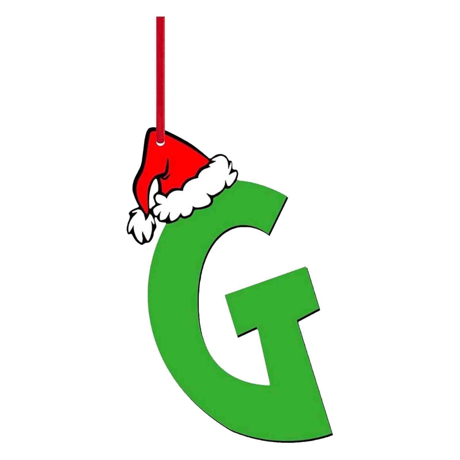 Lilgiuy Green Christmas Ornments Small Hat 26 Personalized Letter Tree