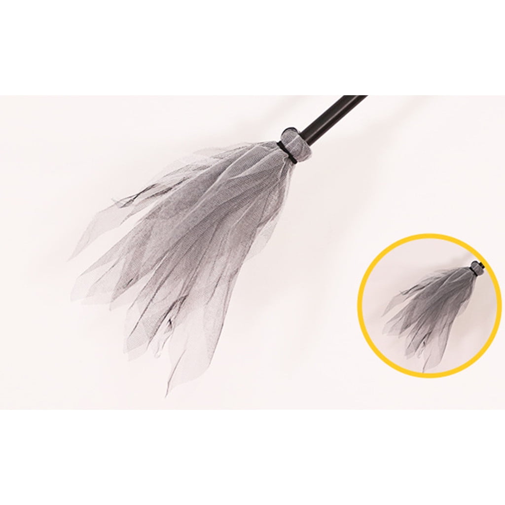 Lilgiuy Halloween Broom Prop, Witch Gauze Broom Decoration Magician ...