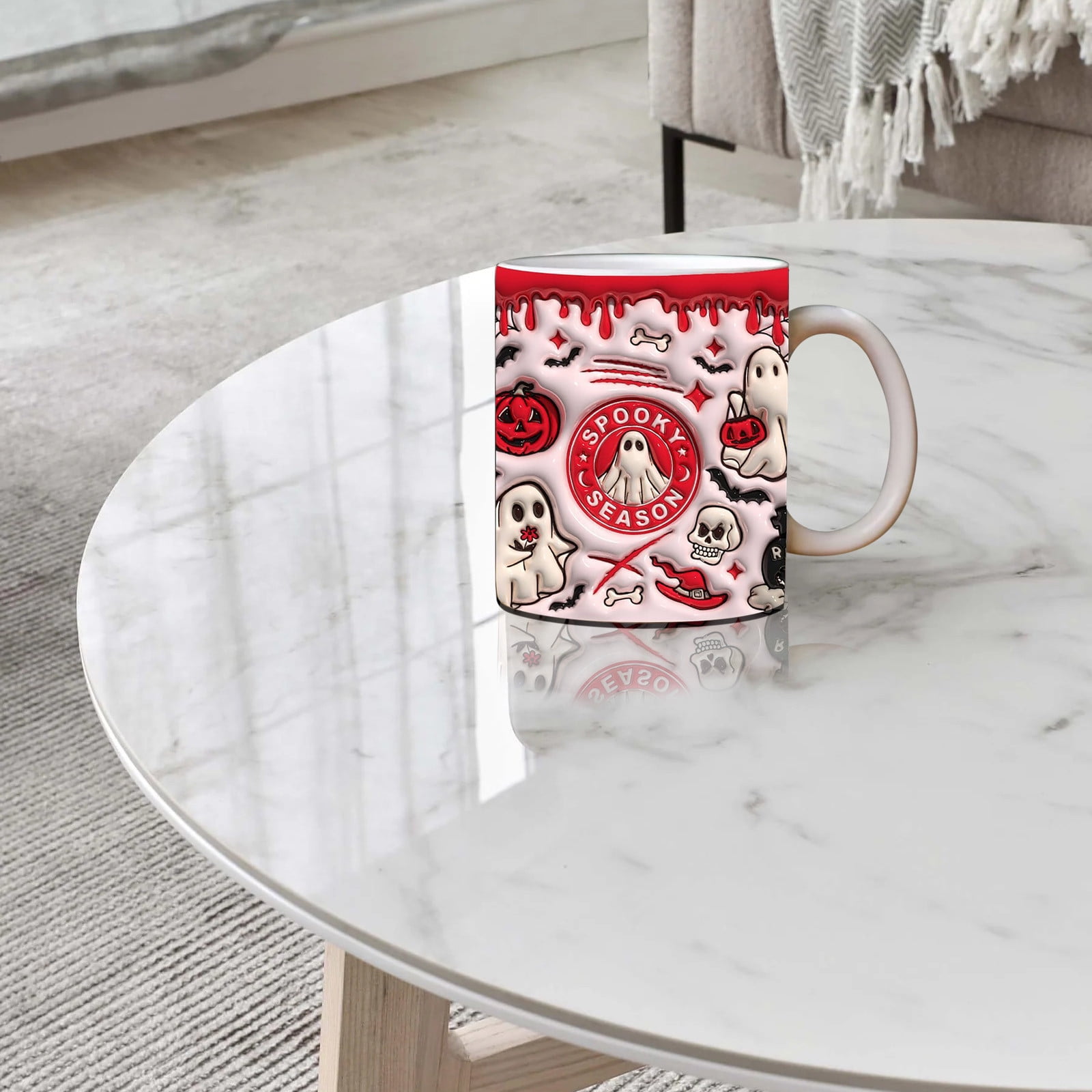 Lilgiuy Halloween Spooky Coffee Mug , Multi-color Cute Ghost Pumpkin ...