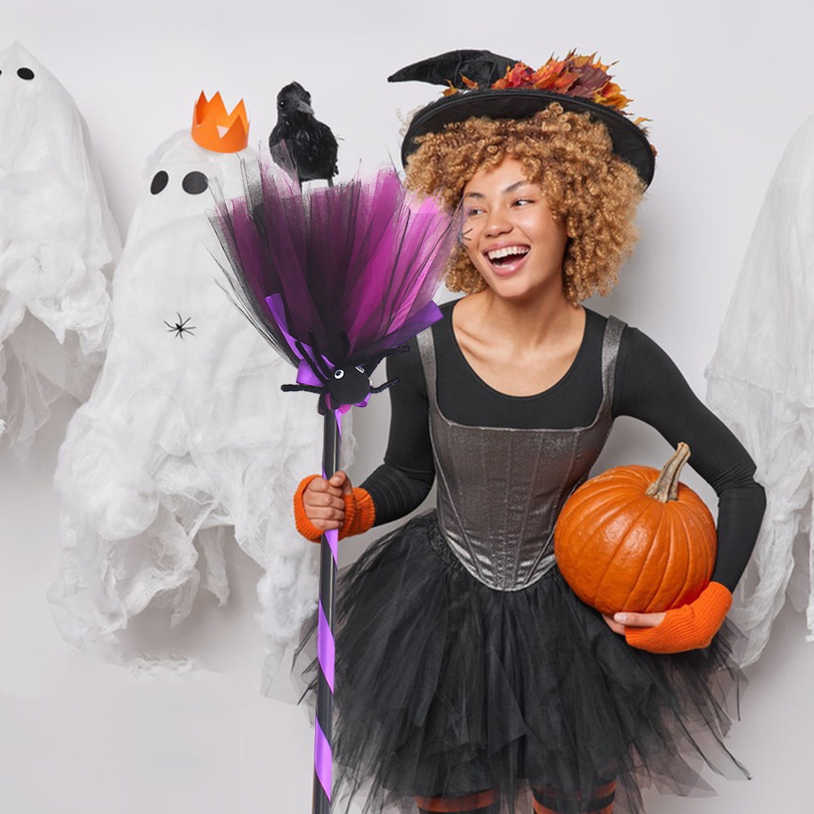 Lilgiuy Halloween Witch Broom, Kids Witch Broom Witches Flying ...