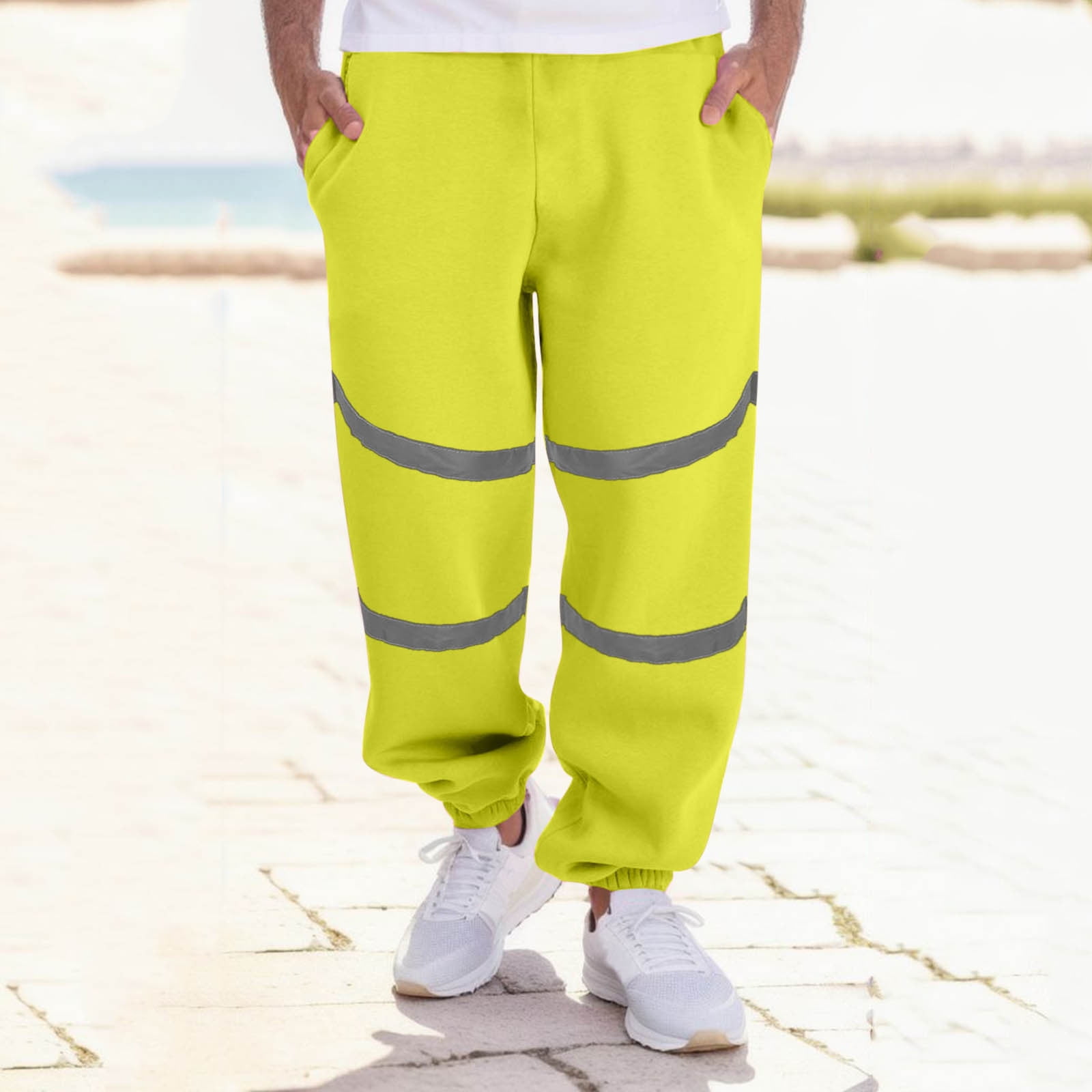 Lilgiuy High Visibility Work Pants for Men Jogger Casual Pockets ...