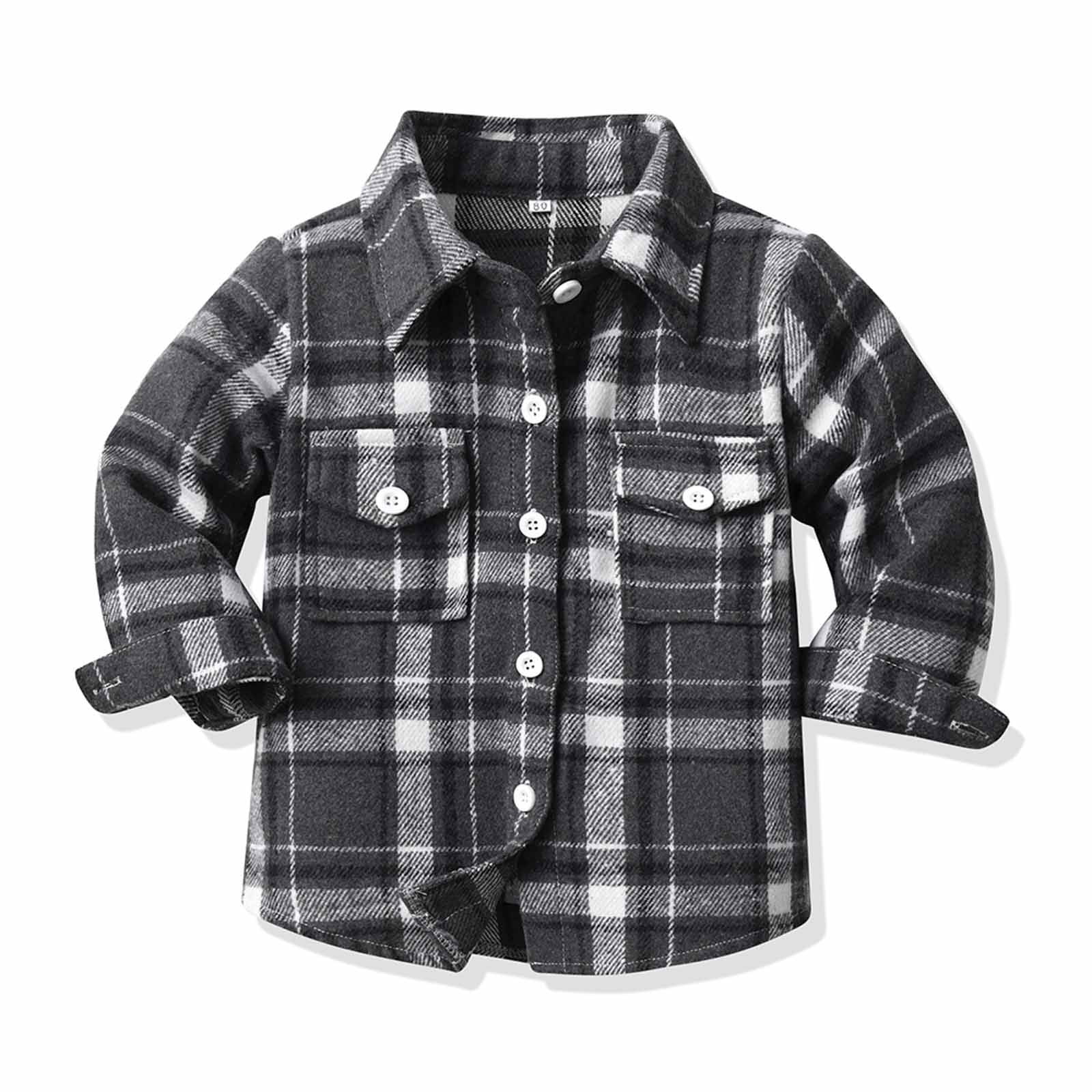 Lilgiuy Kids Toddler Flannel Shirt Jacket Plaid Long Sleeve Lapel ...