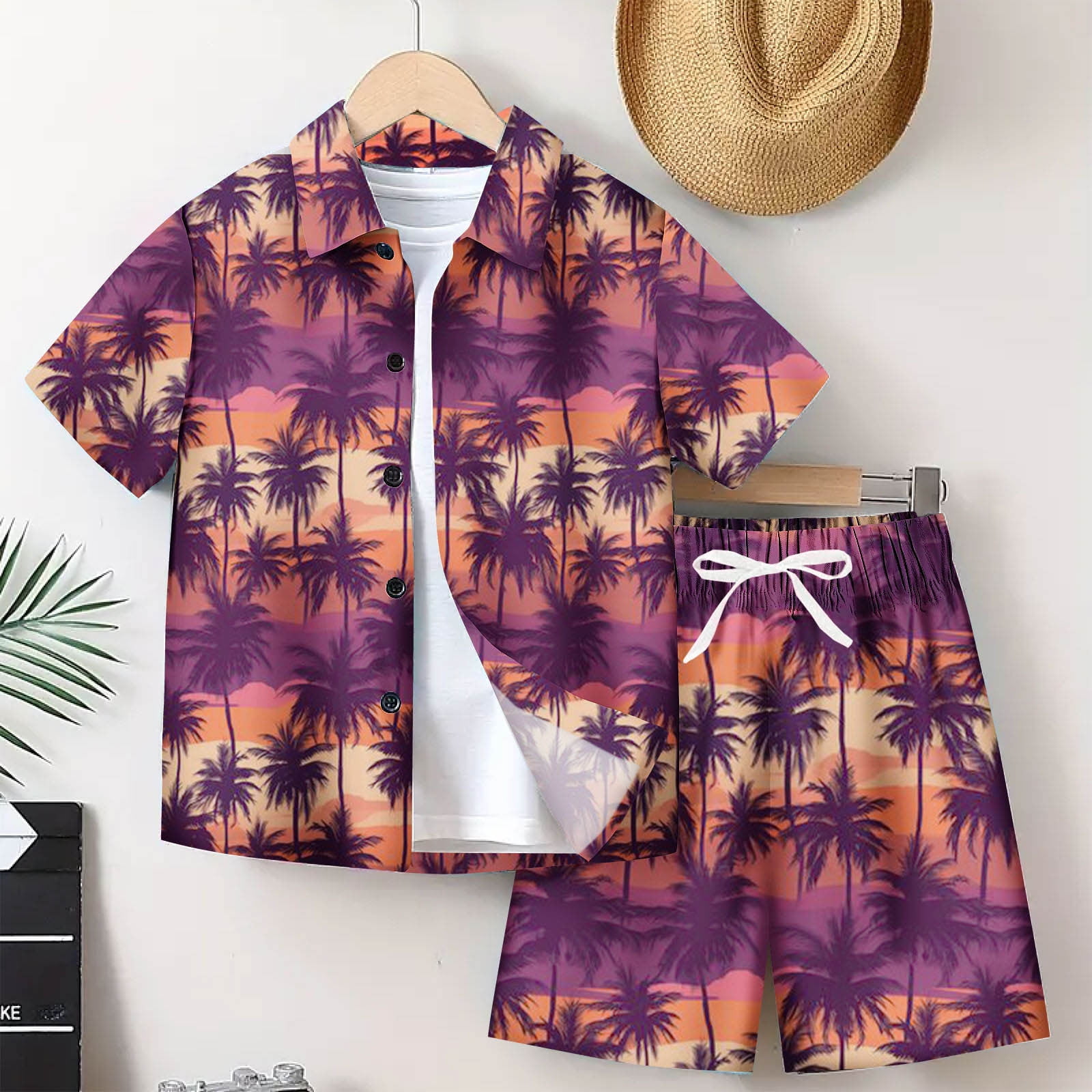 Lilgiuy Little Boys 2 Piece Outfits Hawaiian Shorts Sets Summer ...