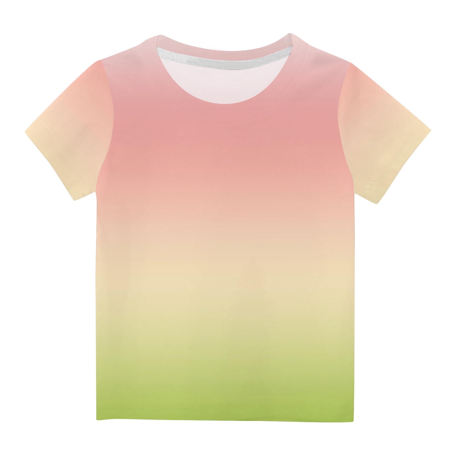 Lilgiuy Little Girls Boys Gradient Shirts Summer Short Sleeve Crewneck ...