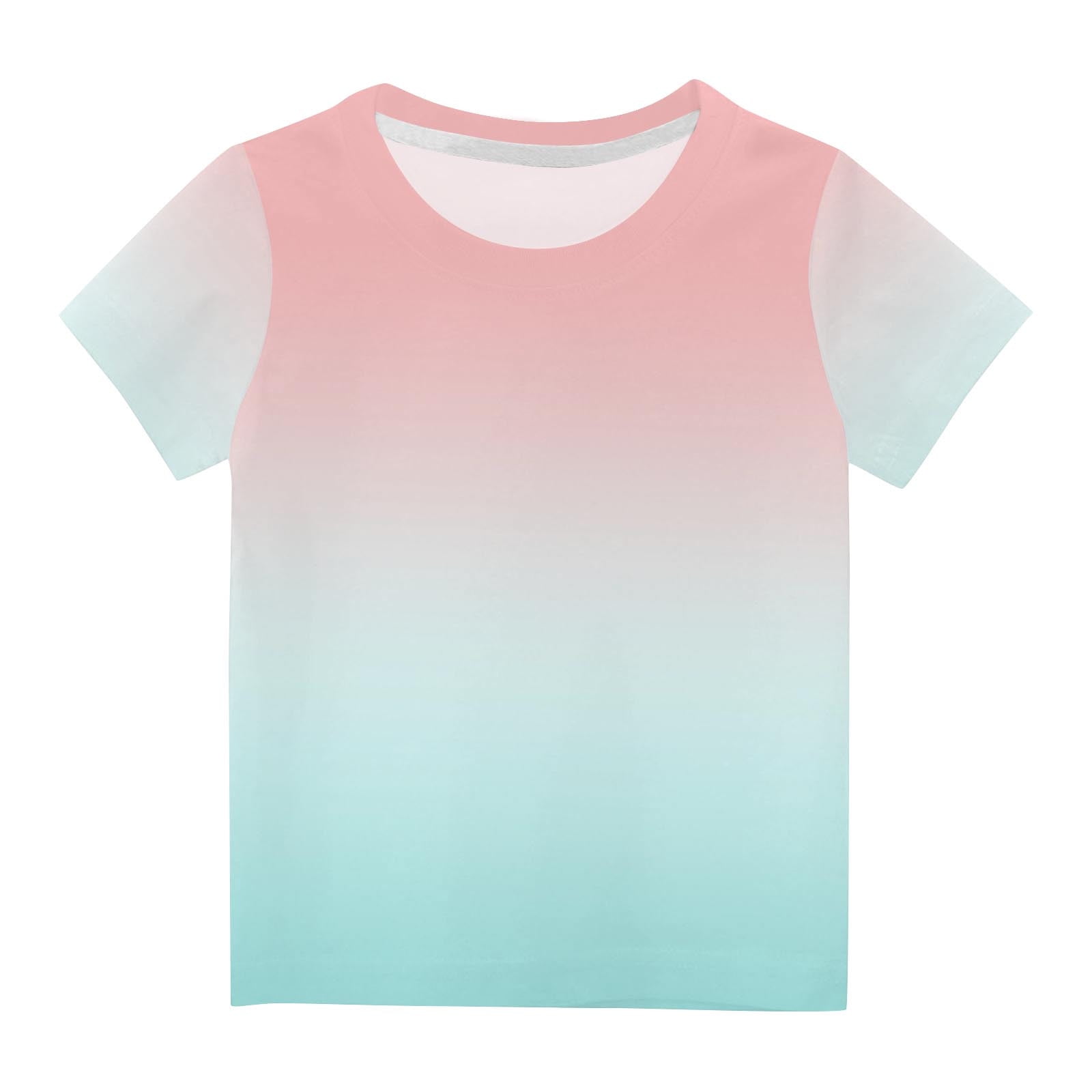 Lilgiuy Little Girls Boys Gradient Shirts Summer Short Sleeve Crewneck ...