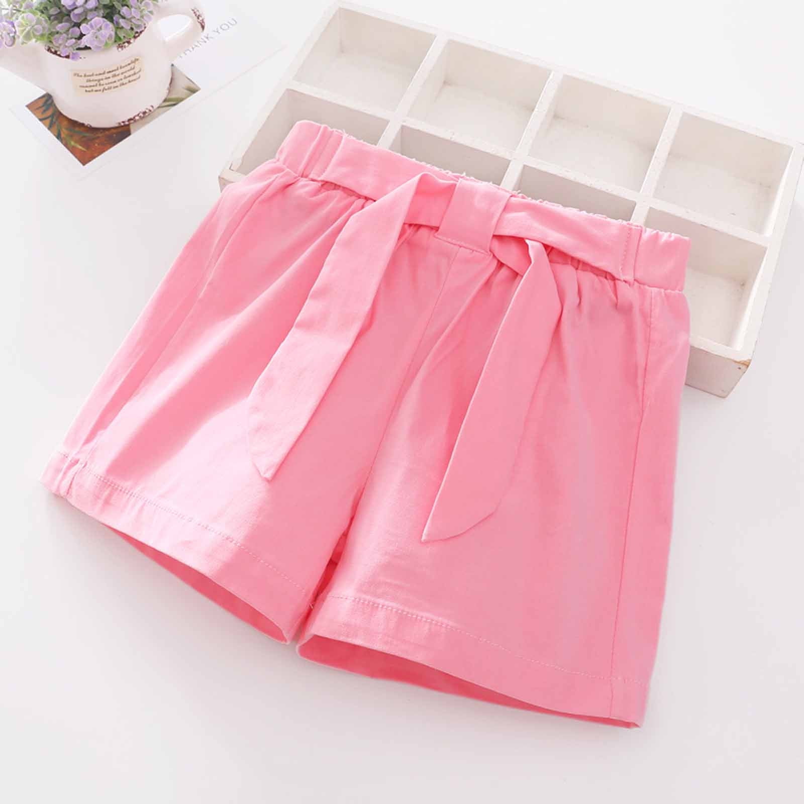 Lilgiuy Little Girls Casual Shorts Summer New Solid Color Elastic Waist ...