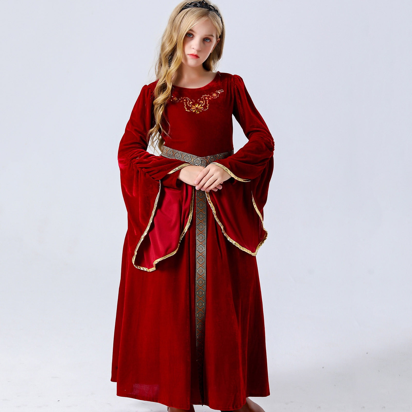 Lilgiuy Little Girls Medieval Costume Vintage Long Sleeve Soft ...