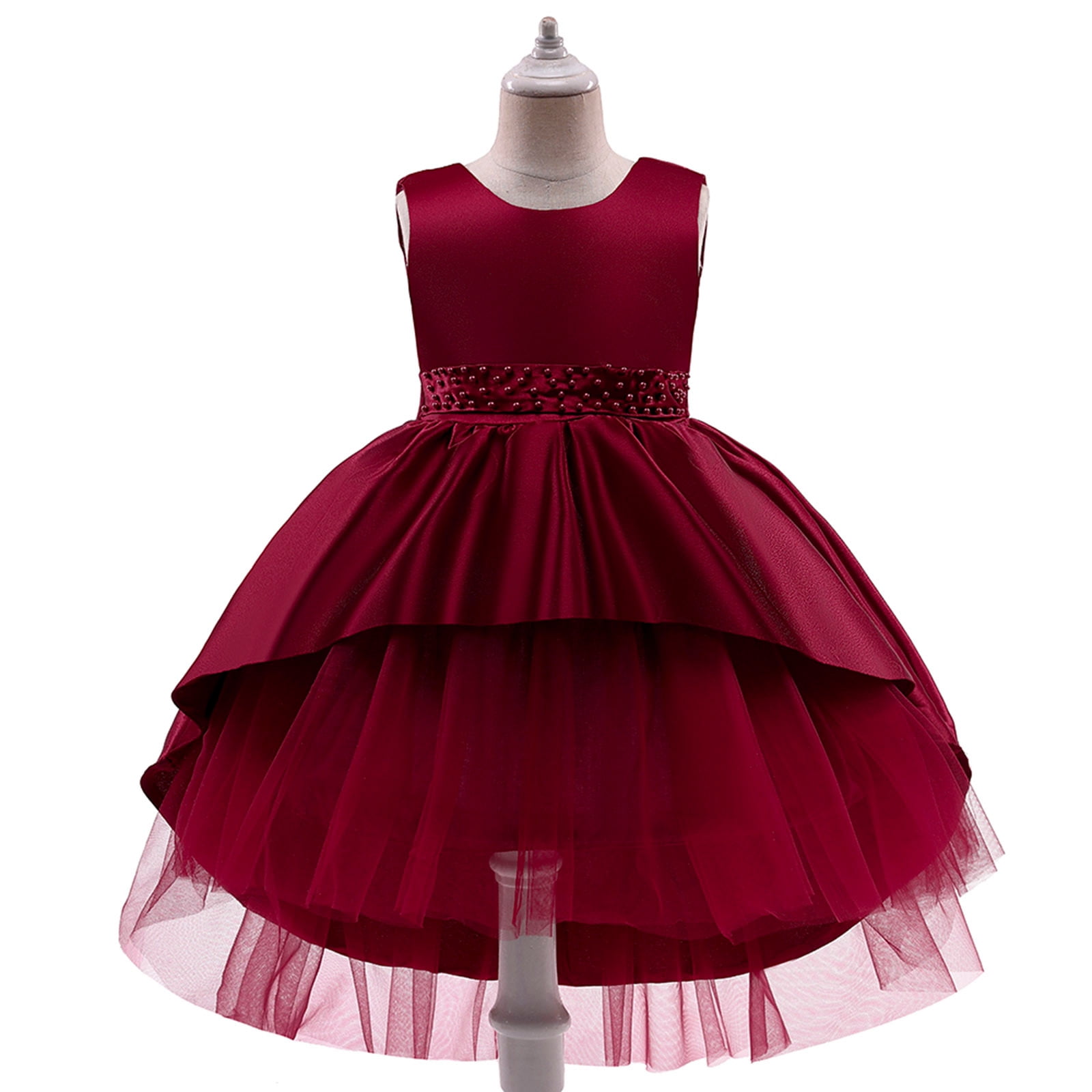 Lilgiuy Little Girls Princess Party Dress Fashionable Solid Color ...