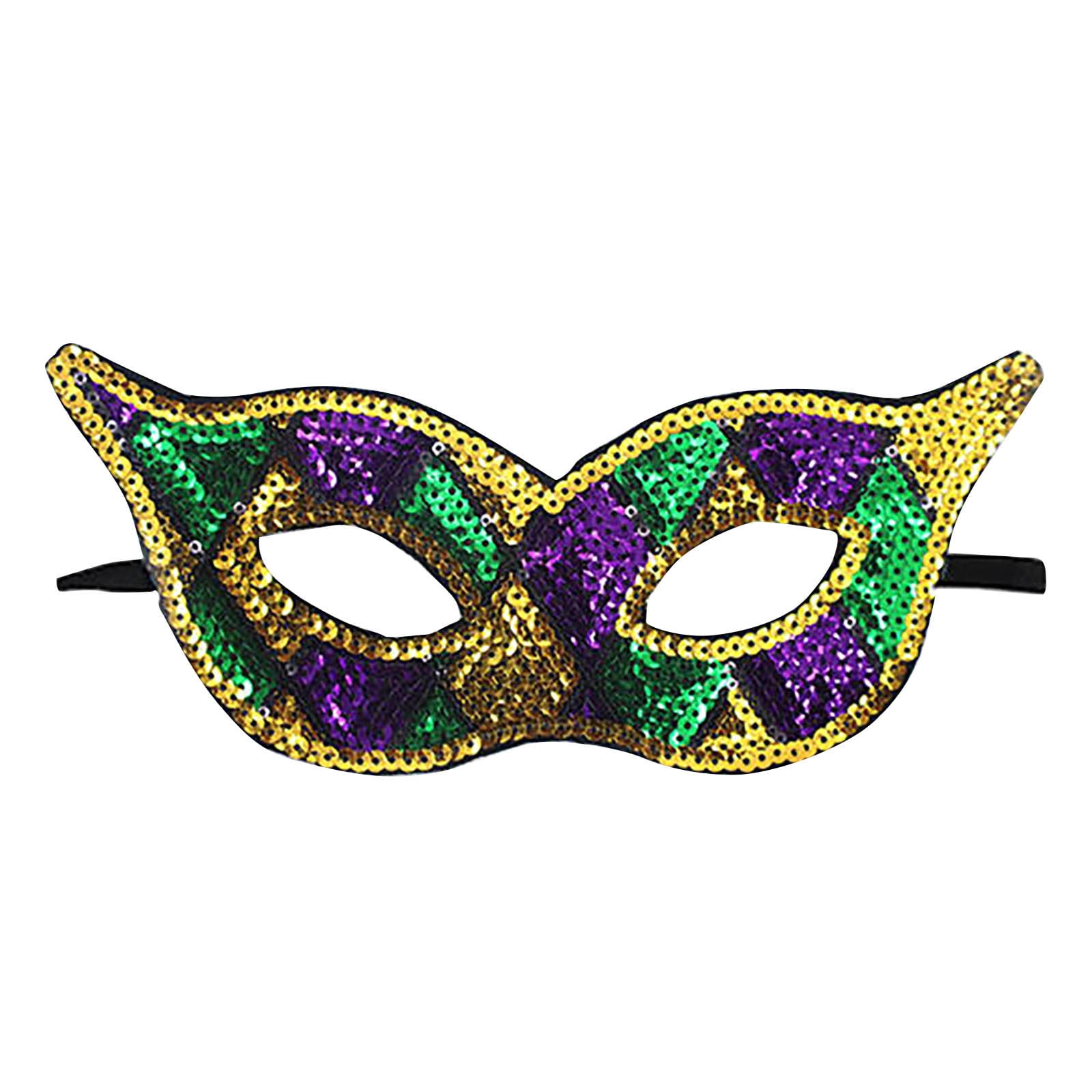 Lilgiuy Mardi Gras Mask Masquerade Sequin Shiny and Sparkling Mask Fits ...