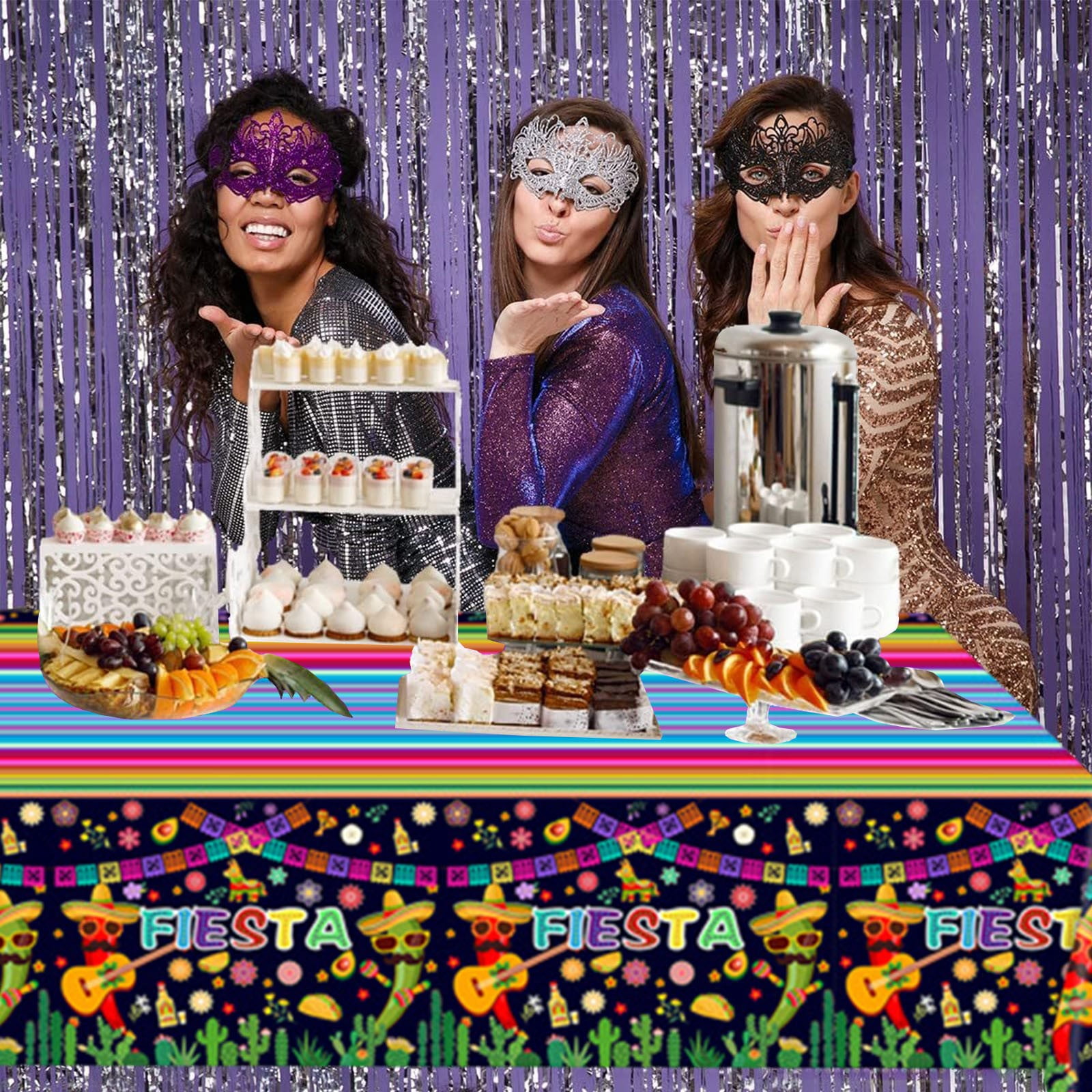 Lilgiuy Mardi Gras Party Tablecloth Plastic Masquerade Tablecover 54 x ...