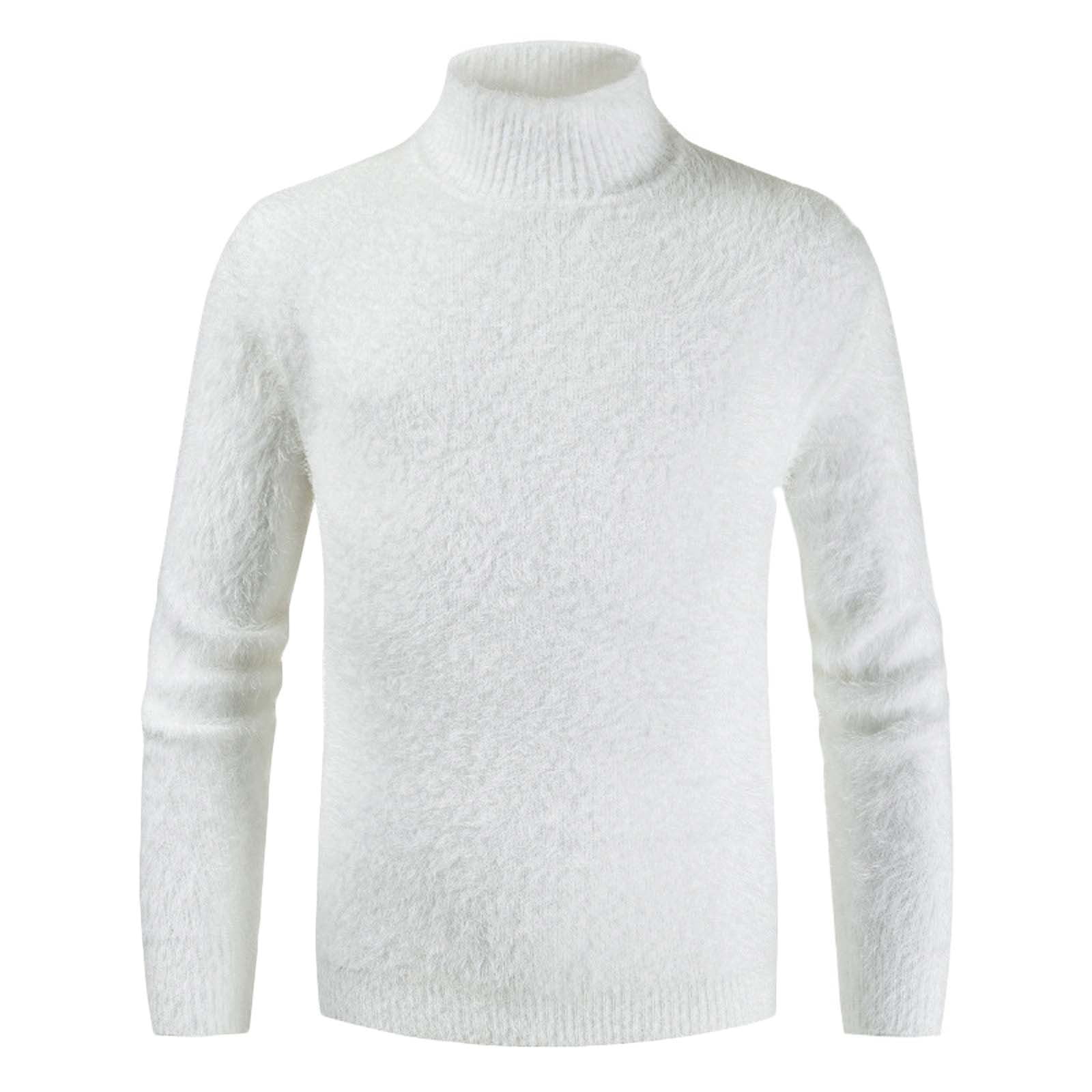 Lilgiuy Men Casual Solid Round Neck Pullover Long Sleeve Sweater Slim ...