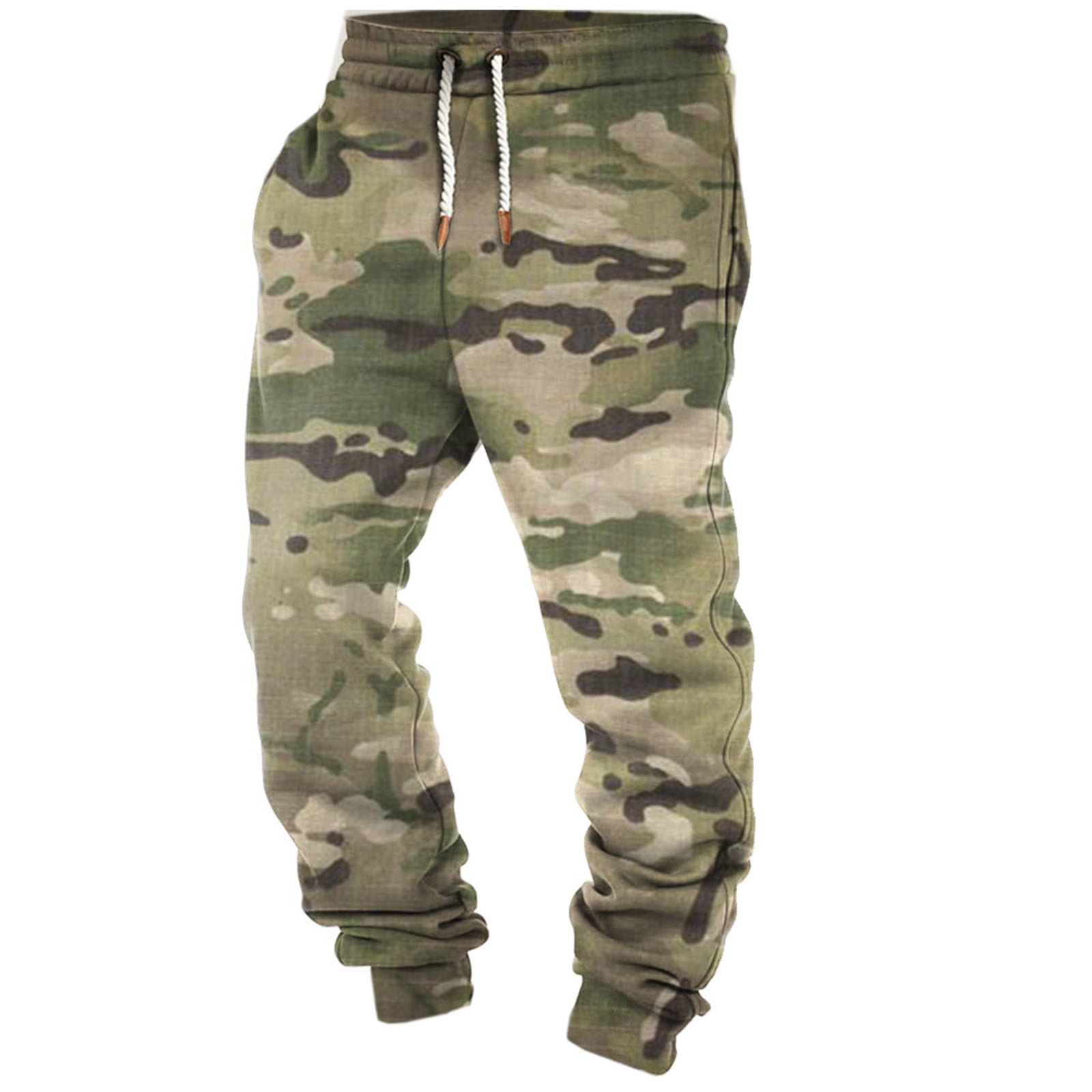 Lilgiuy Men Drawstring Sweatpants Camouflage Print Pockets Elasticated ...