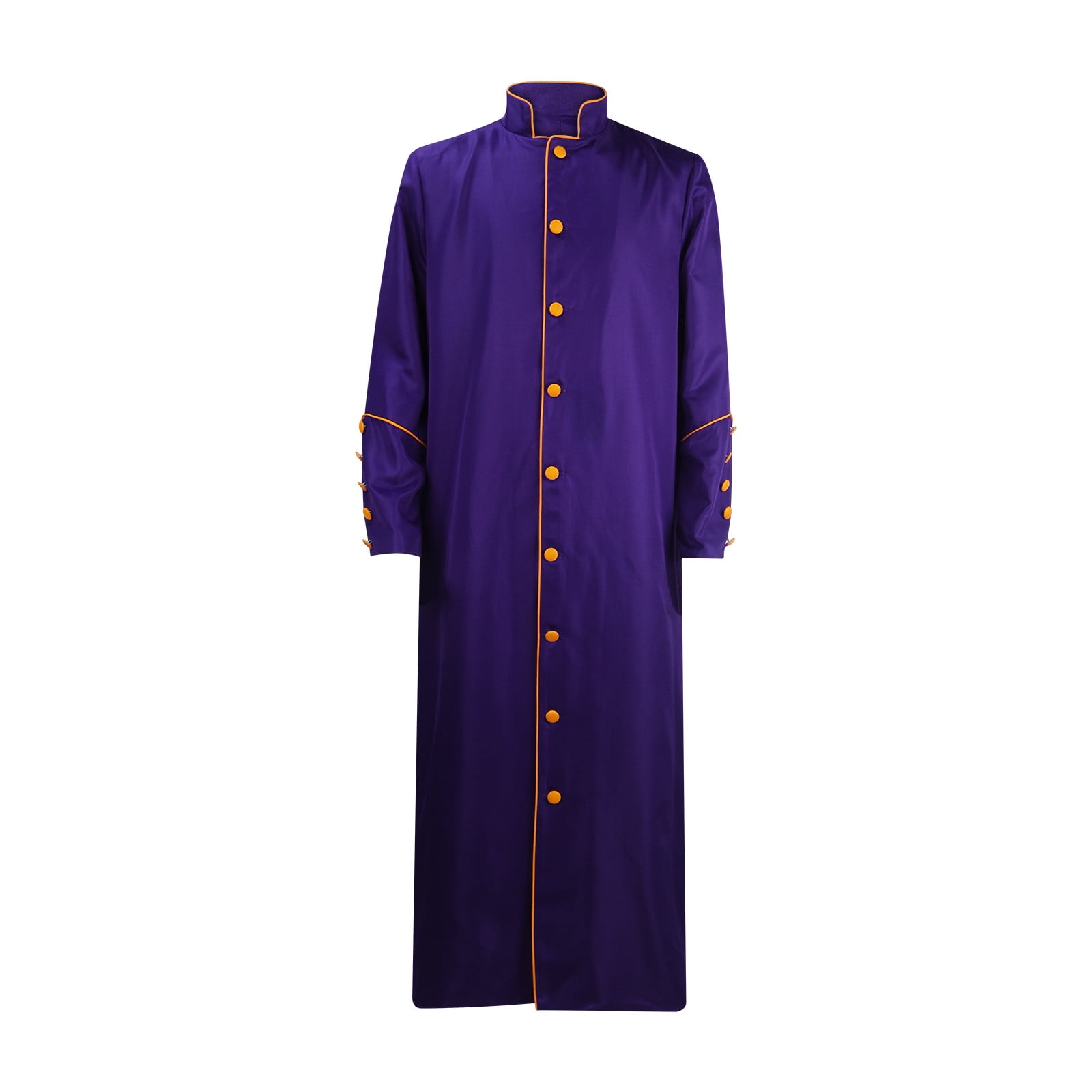 Lilgiuy Men Solid Color Halloween Stand Collar Long-sleeved Button Robe ...