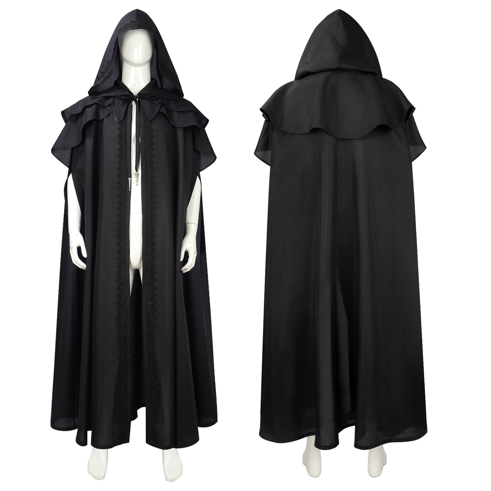 Lilgiuy Men Solid Color Hooded Side Slit Casual Party Retro Gothic Long ...