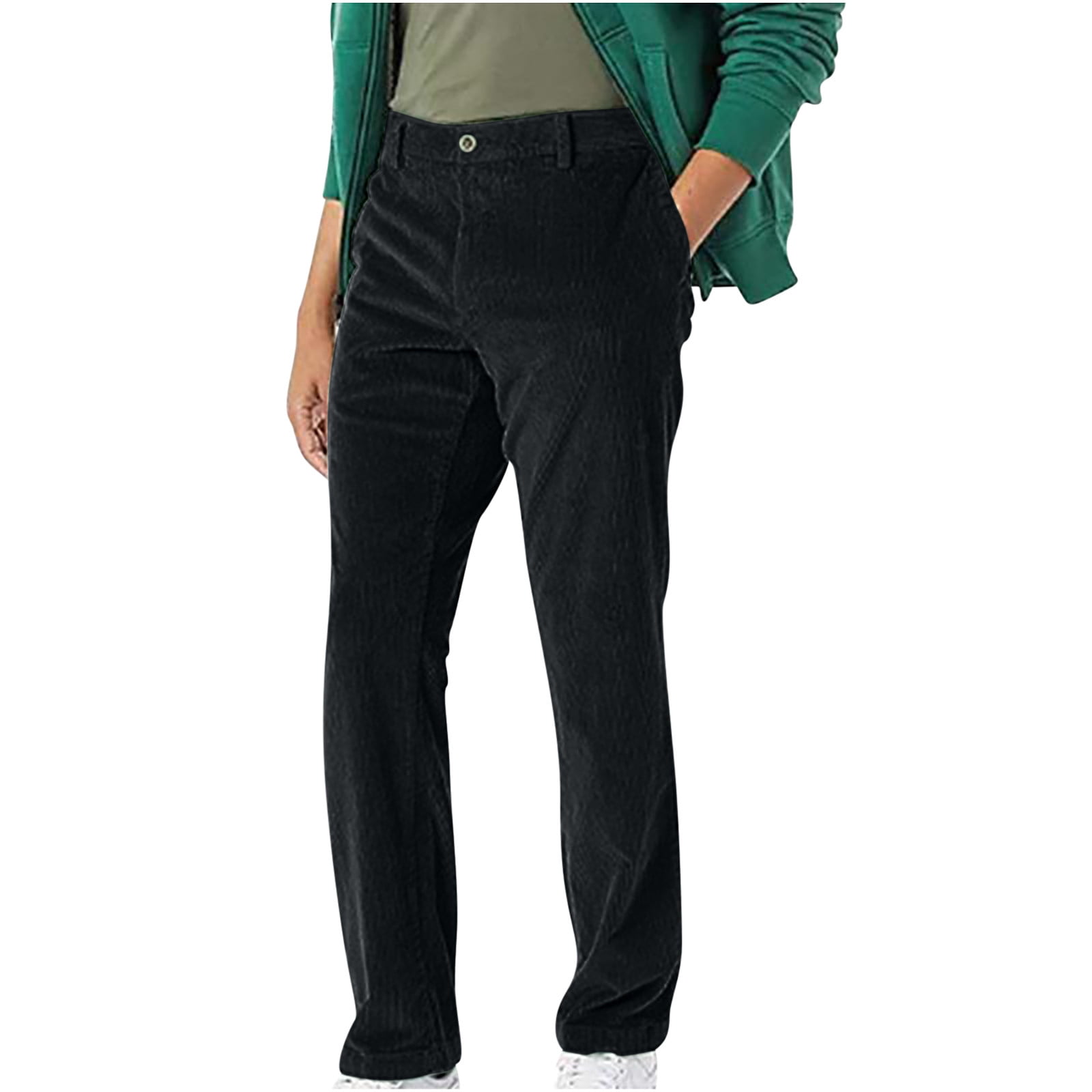Lilgiuy Men's Corduroy Pant Casual Solid Color Straight Fit Flat-Front ...