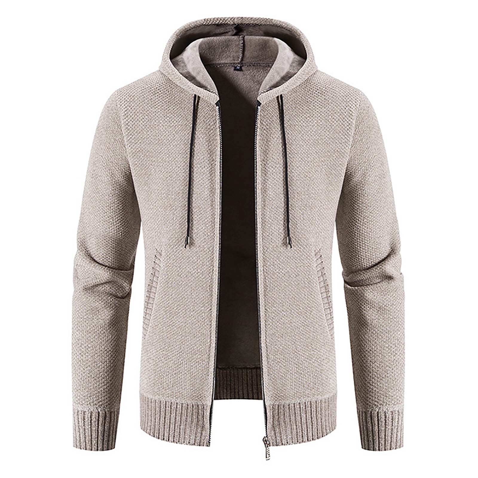 Lilgiuy Men's Hooded Fleece Cardigan Sweater Winter Long Sleeve Full ...