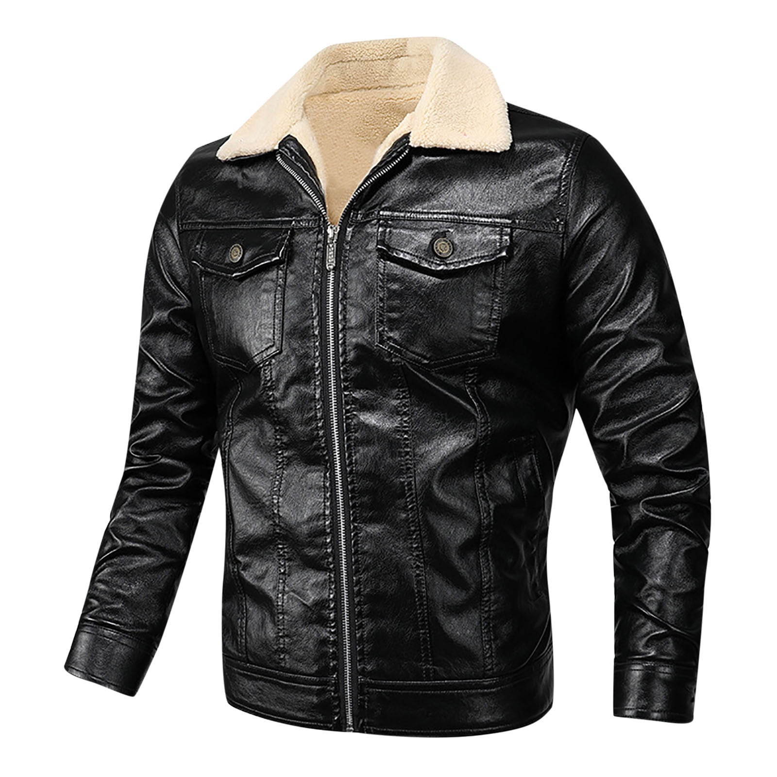Lilgiuy Men's Plus Velvet Padded Lapel Casual Zipper Side Lilgiuy Men's Plus Velvet Padded Lapel Casual Zipper Side