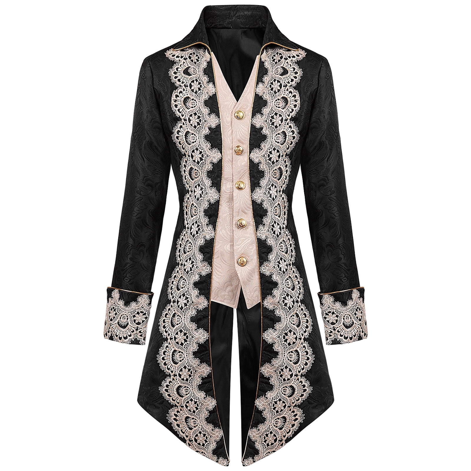 Lilgiuy Men's Steampunk Mid-Century Swallow-tailed Coat Patchwork Turn ...