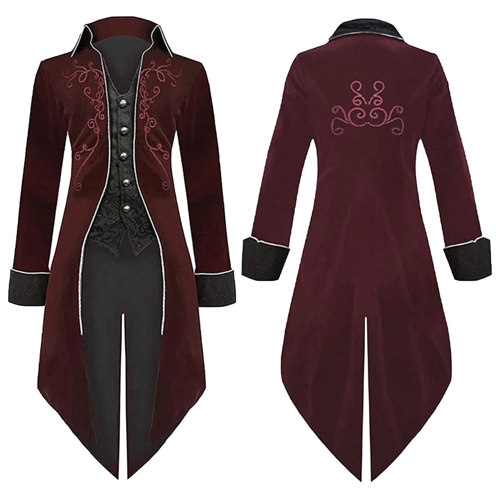 Lilgiuy Men's Steampunk Vintage Tailcoat Gothic Style Jacket Solid Long ...