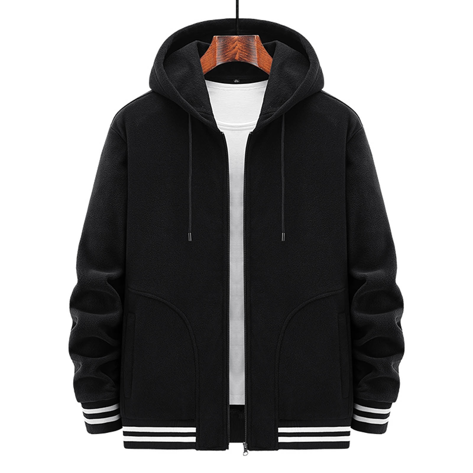 Lilgiuy New Fashion Casual Men's Fleece Long Sleeve Hoodless Casual ...