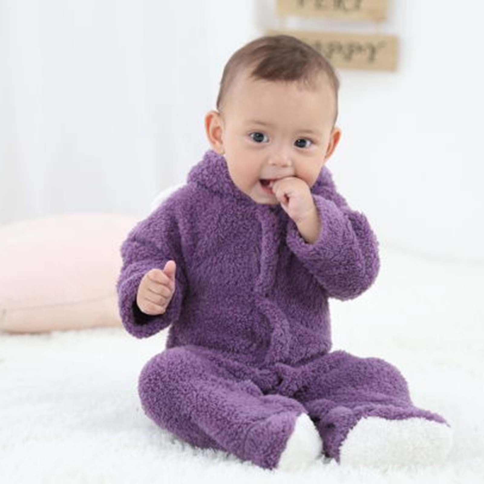 Lilgiuy Newborn Baby Fleece Footie Snowsuit Winter Bunting Onesie ...