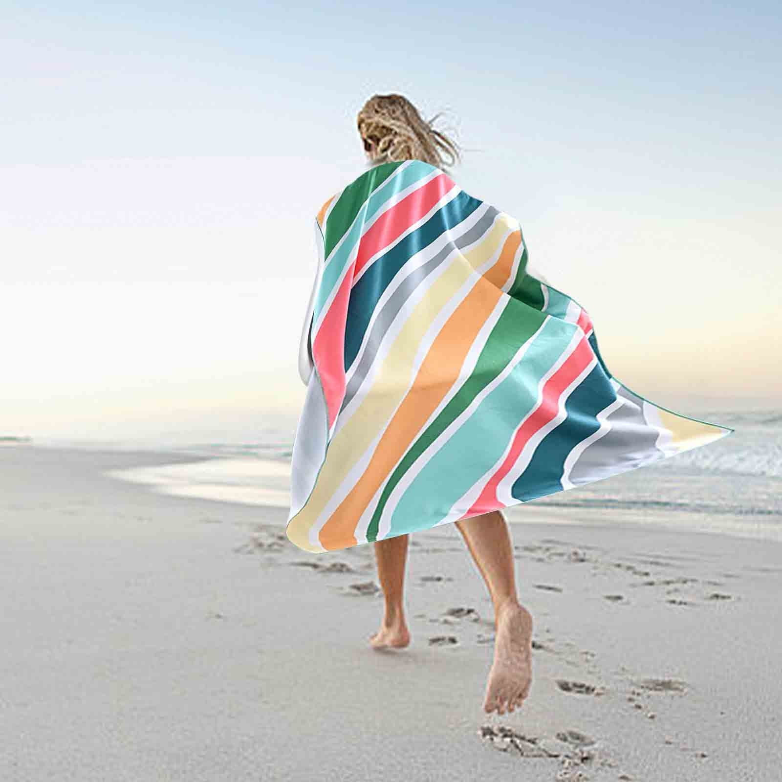 Honeeladyy Oversized Beach Towel , 28 x 60 in Summer Tropical Multi ...