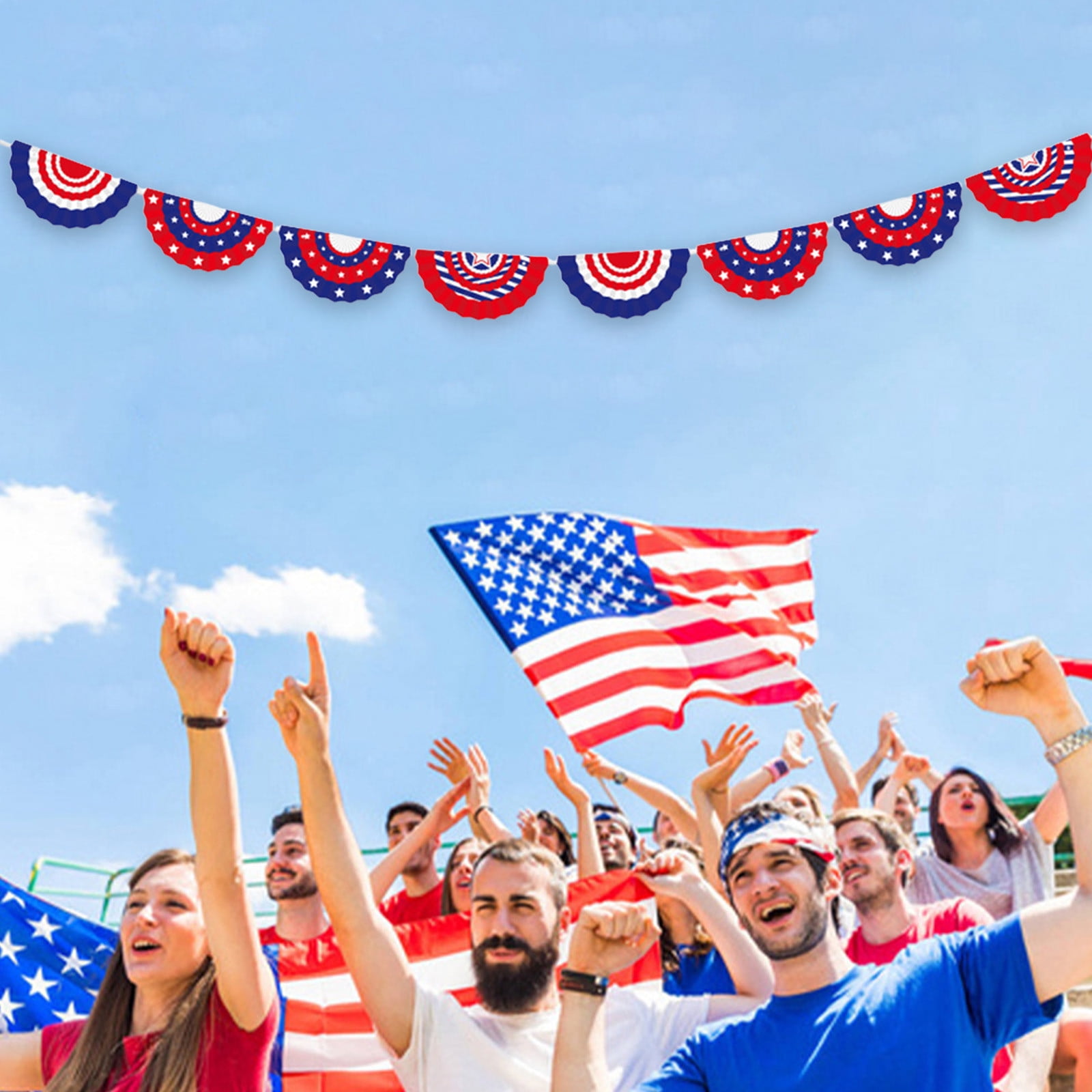 Lilgiuy Patriotic Star Banner Red Blue White Star Banner Pre-Assembled ...