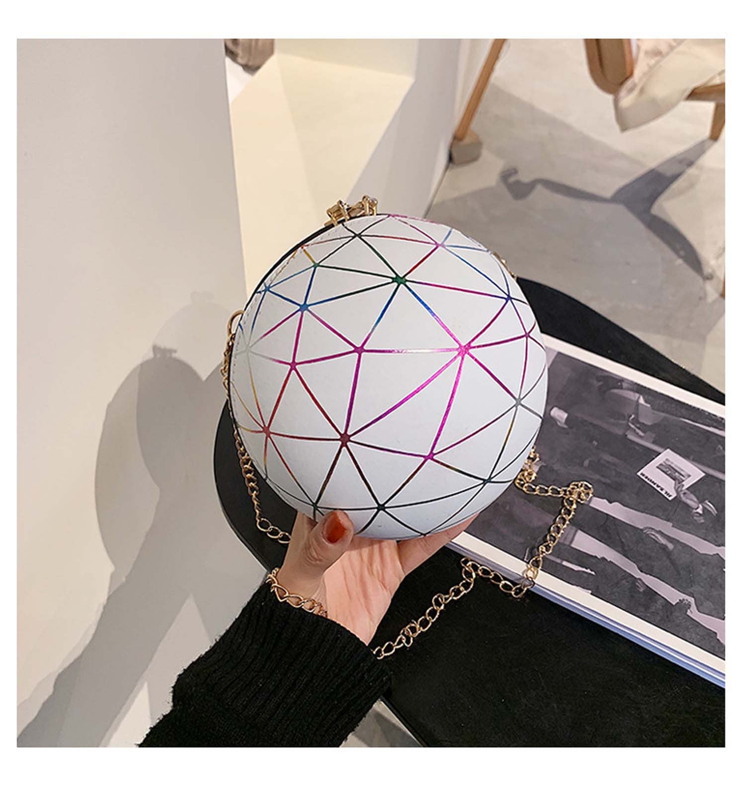 Lilgiuy Personalized Round Ball Female Bag Chain Basketball Bag All ...