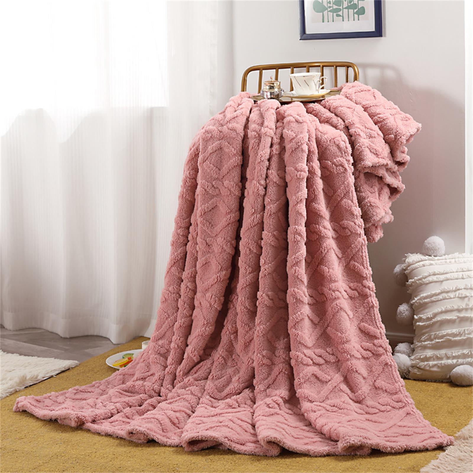 Lilgiuy Pink Fluffy Throw Blanket Soft Fleece Bed and Couch Blankets ...