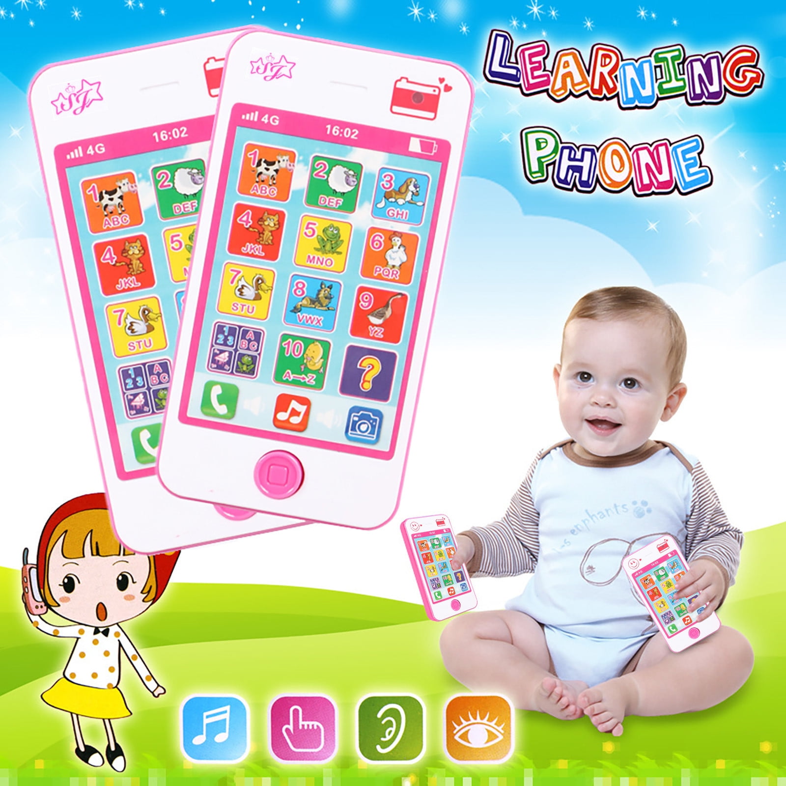 Lilgiuy Pink Smart Phone Toy Play Music Cell Phone Mobile Phone ...