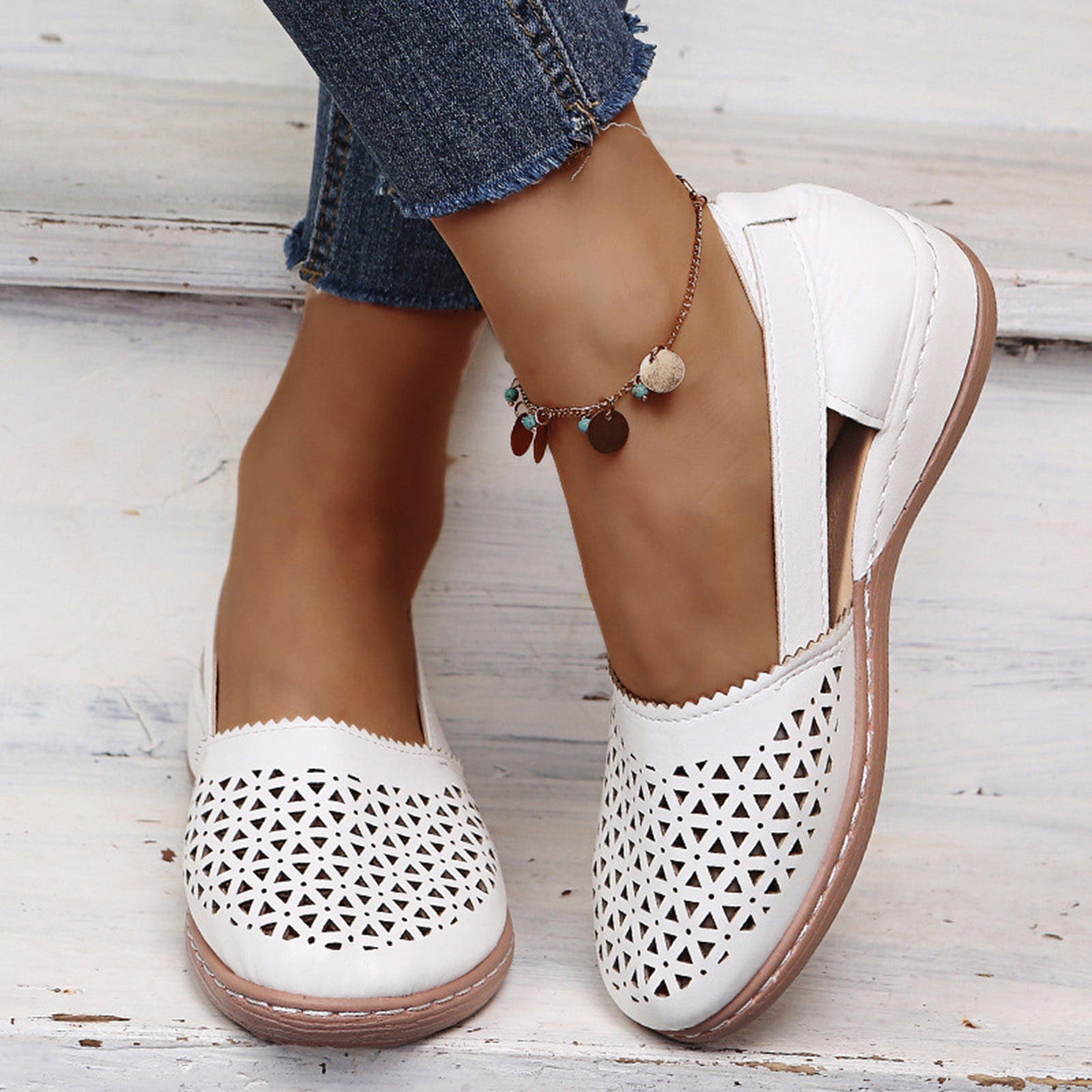 Lilgiuy Platform Sandals for Women Casual Solid Color Round Closed Toe ...