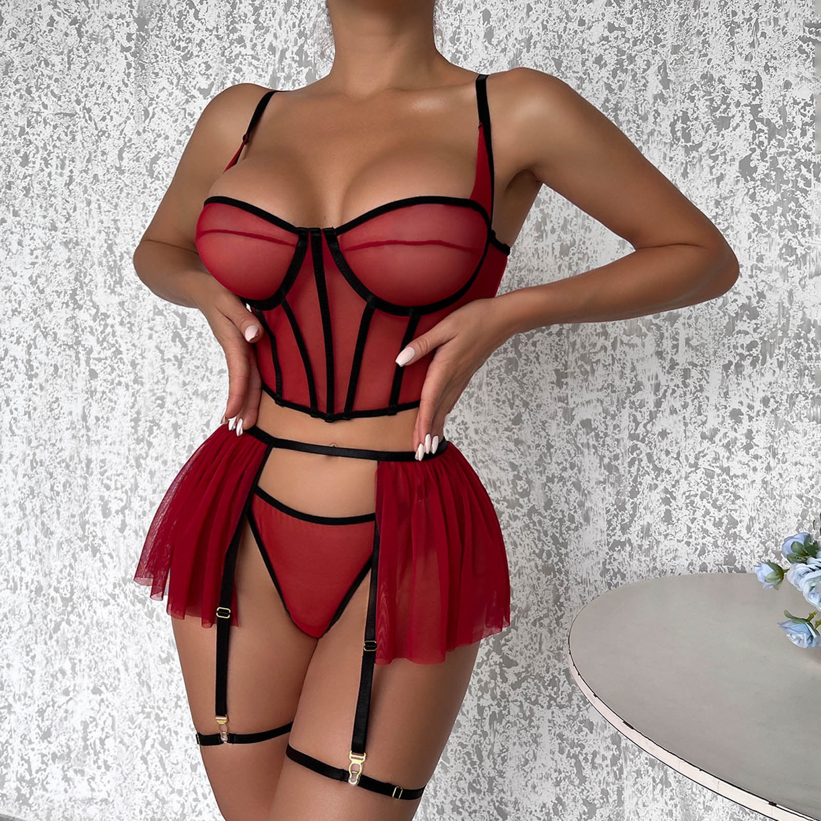 Lilgiuy Plus Size Christmas Lingerie For Female Devil Bull Horn