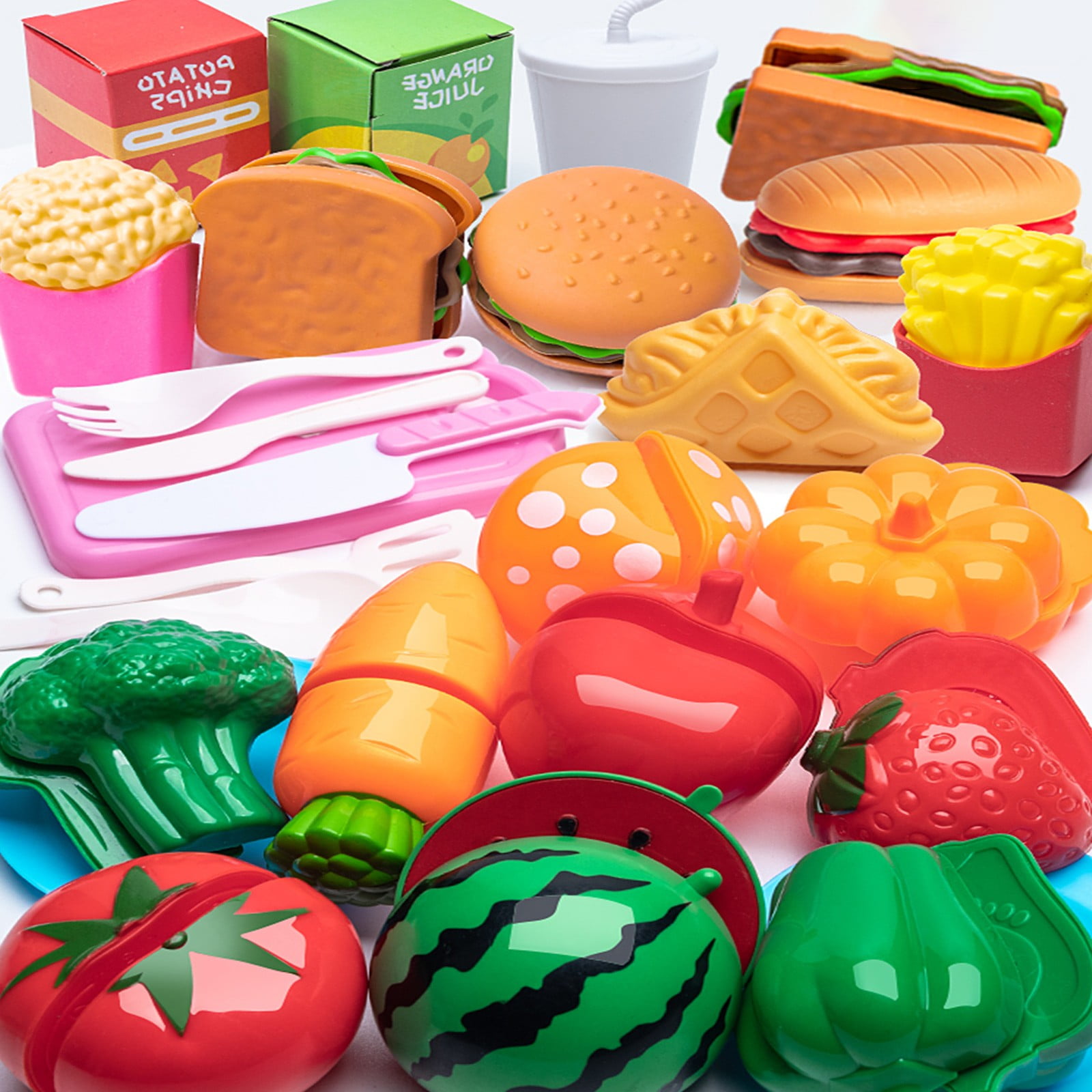 Lilgiuy Pretend Food Play Food Cutting Set For Kids, Cuttable Fruits ...