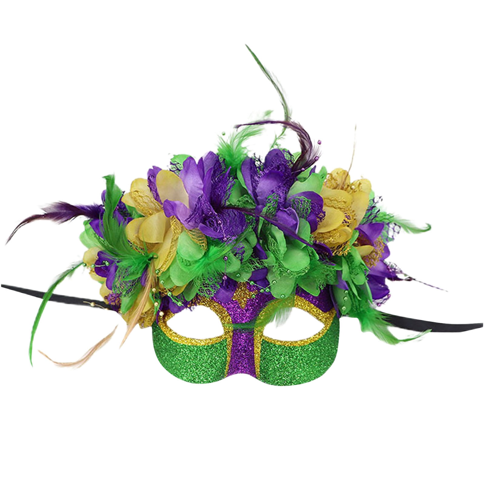 Lilgiuy Sequin Mardi Gras Masks for Women and Men, Mardi Feather Face ...