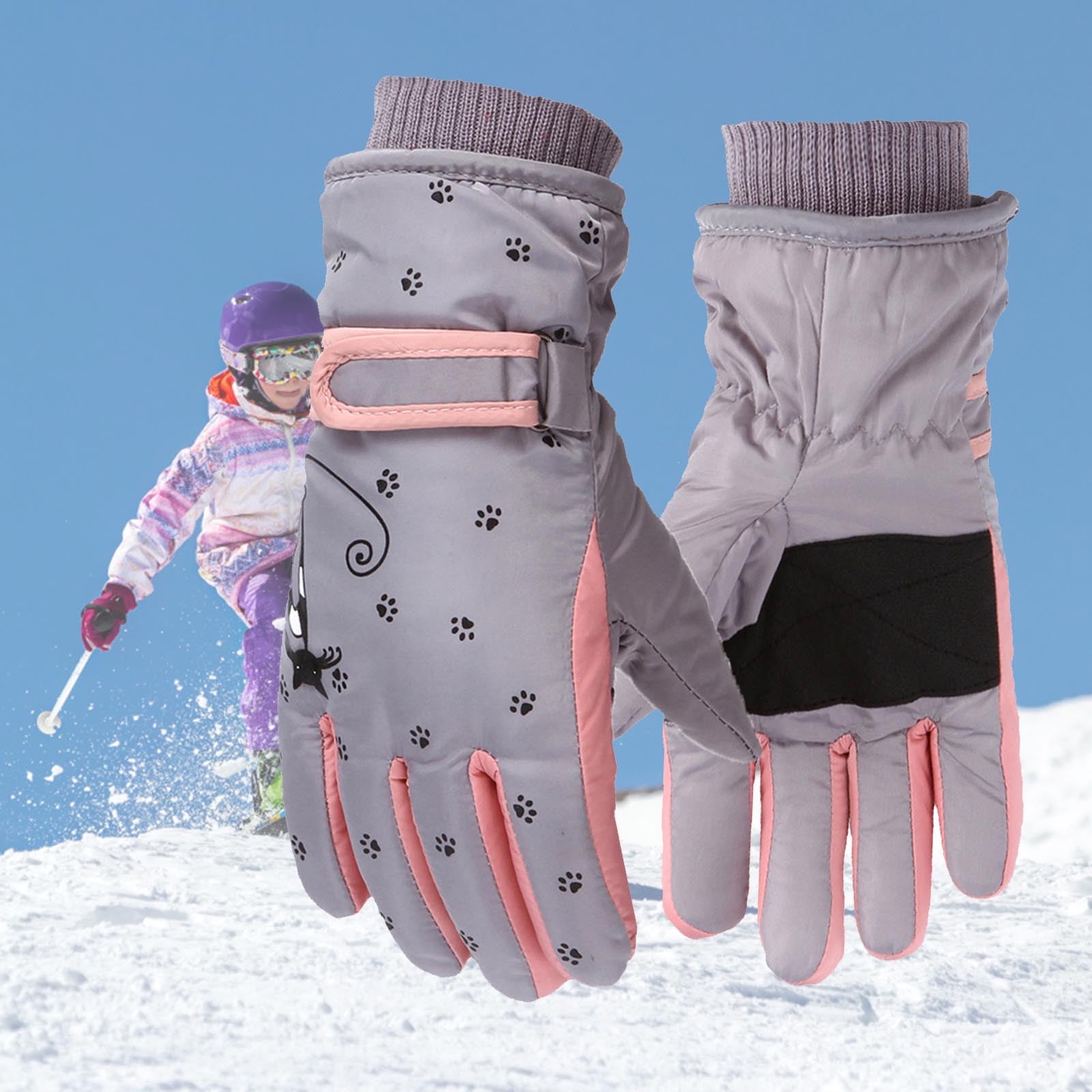 Lilgiuy Snow Gloves for Little Boys Girls Winter Fashion Solid Color ...