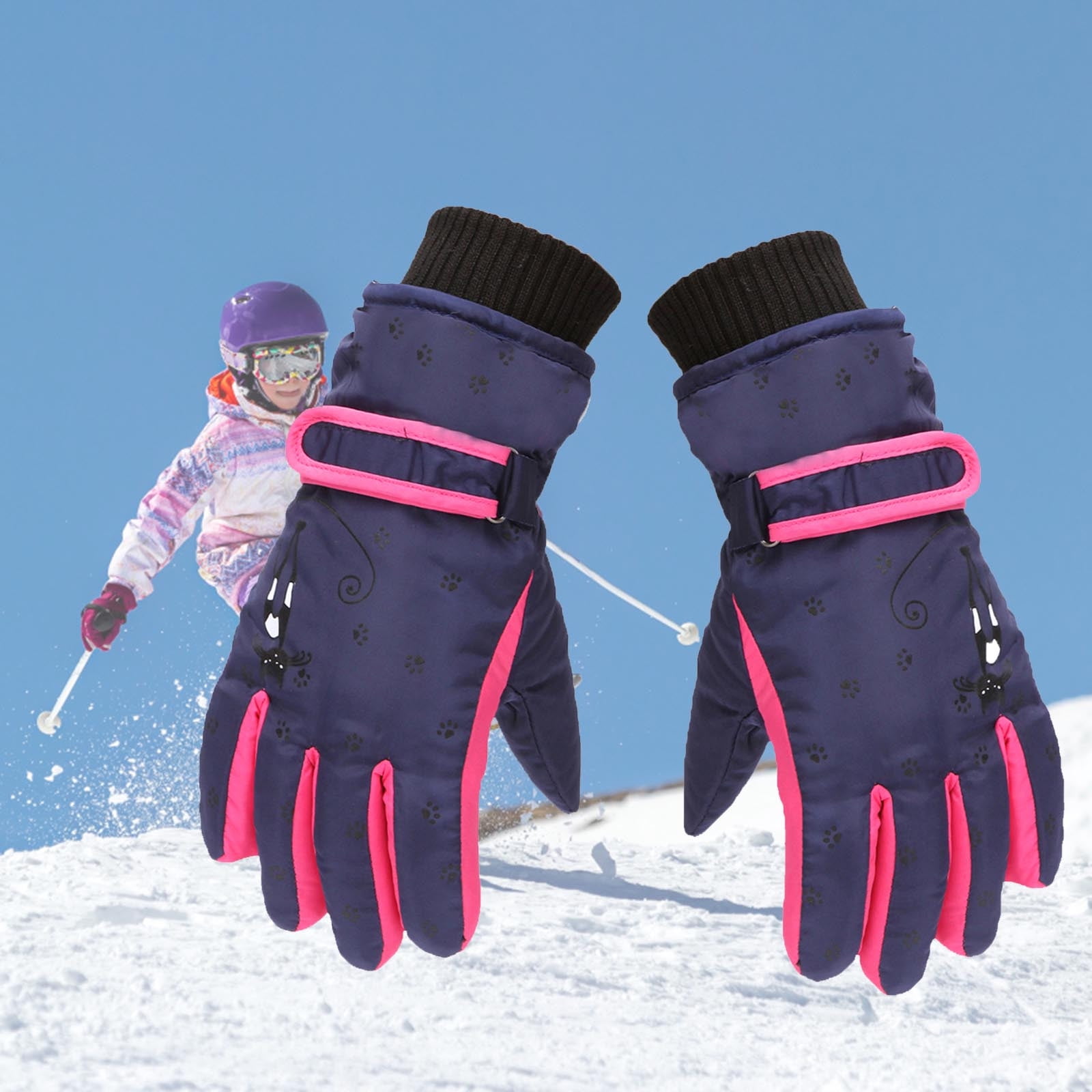 Lilgiuy Snow Gloves for Little Boys Girls Winter Fashion Solid Color ...