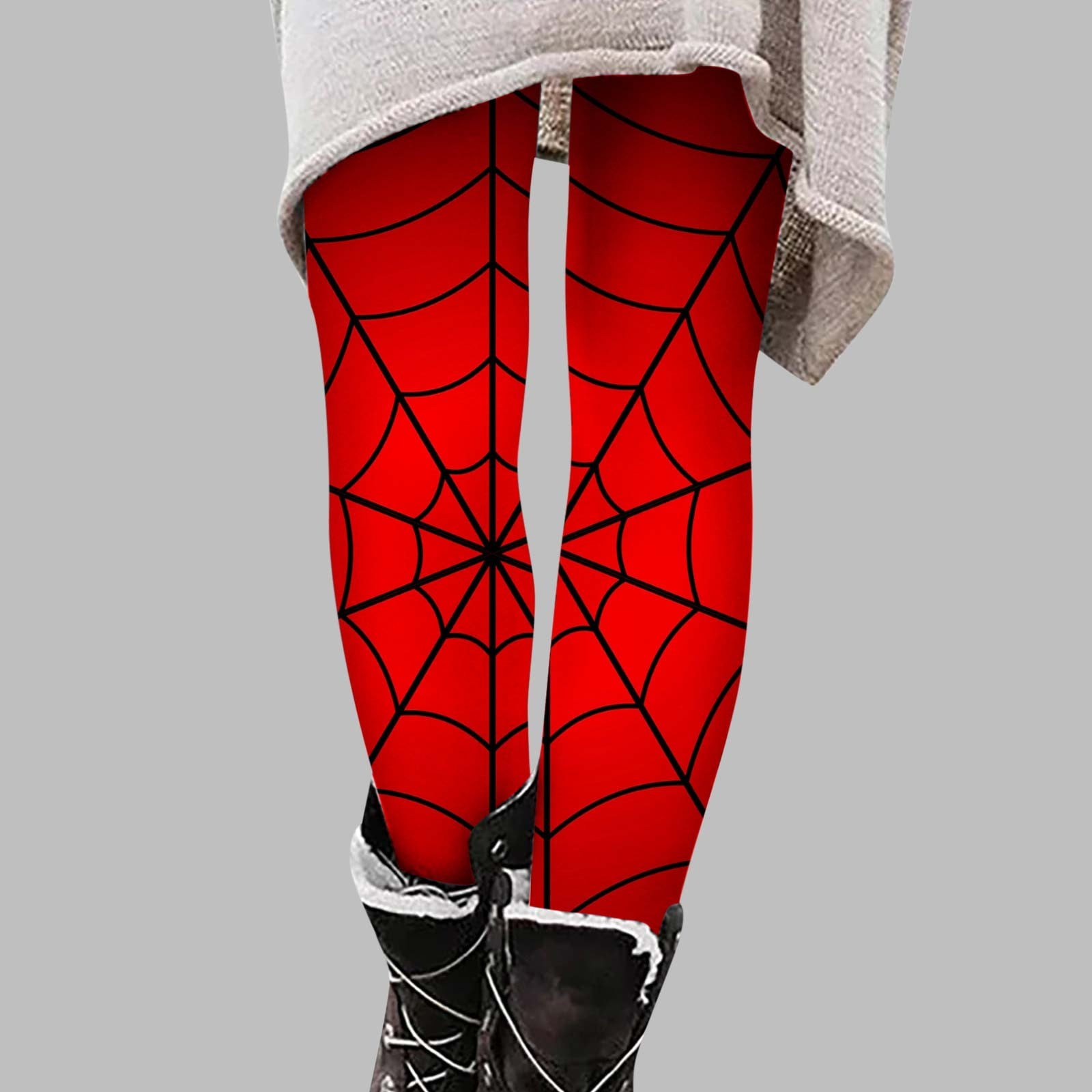 Lilgiuy Spider Web Halloween Legging for Women Stretchy Warm Soft Pants ...
